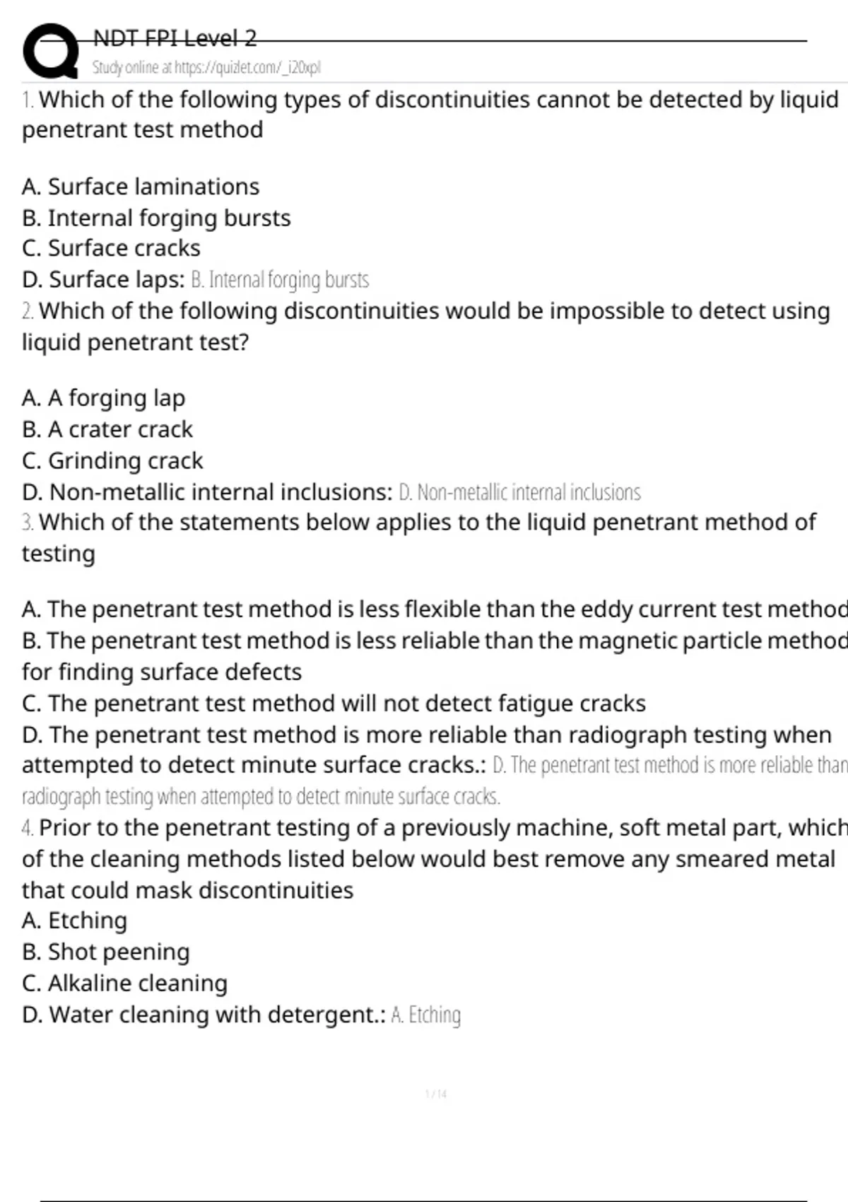 NDT FPI Level 2 Exam Questions and Answers 100% Pass |Verified ...