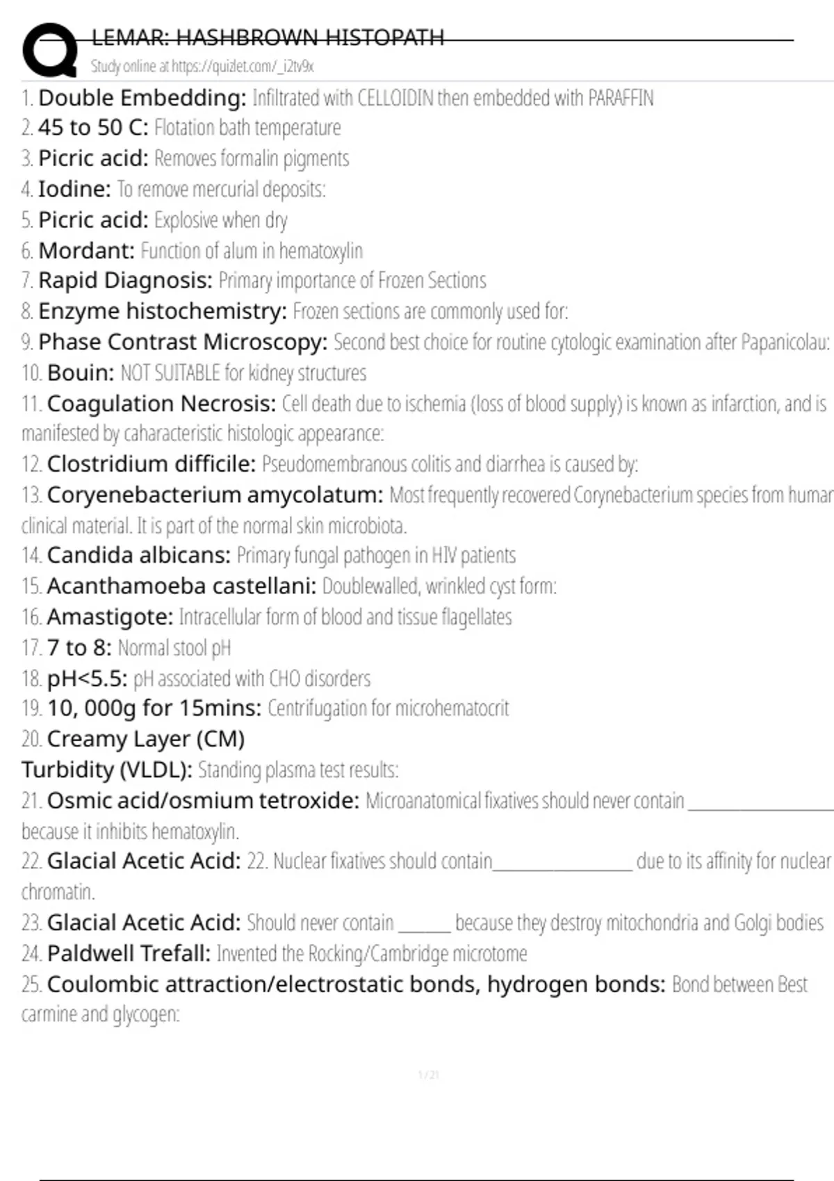 LEMAR: HASHBROWN HISTOPATH Exam Questions and Answers 100% Pass ...