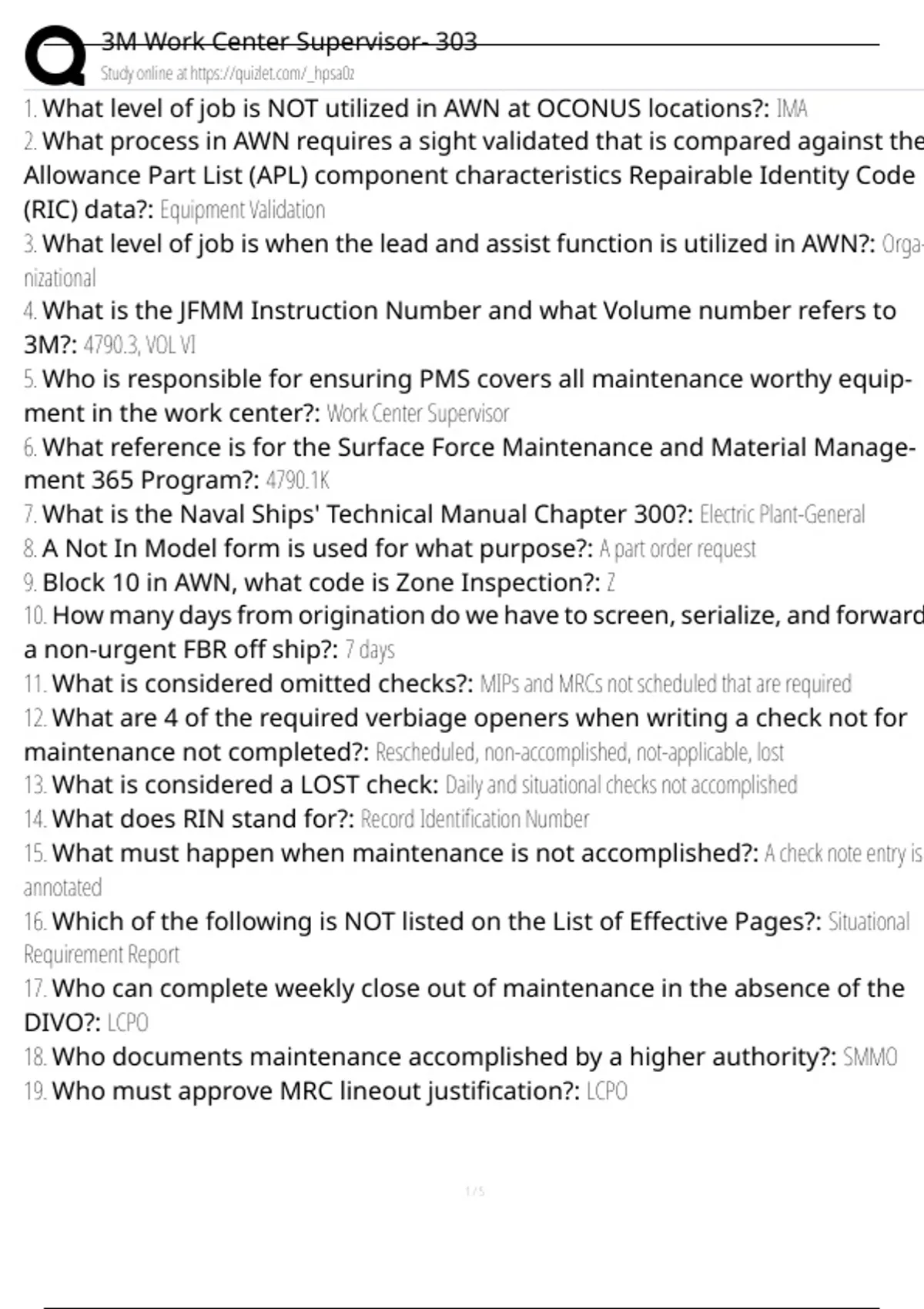 3M Work Center Supervisor- 303 Exam Questions and Answers 100% Pass ...