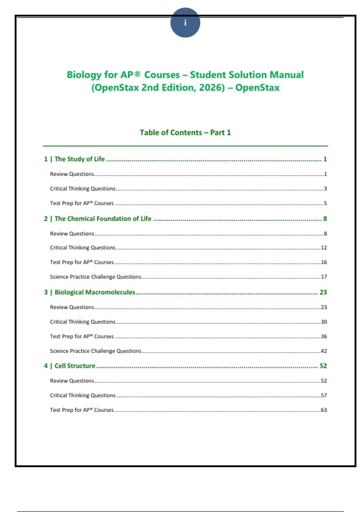 Biology for AP® Courses – Student Solution Manual (OpenStax 2nd Edition ...