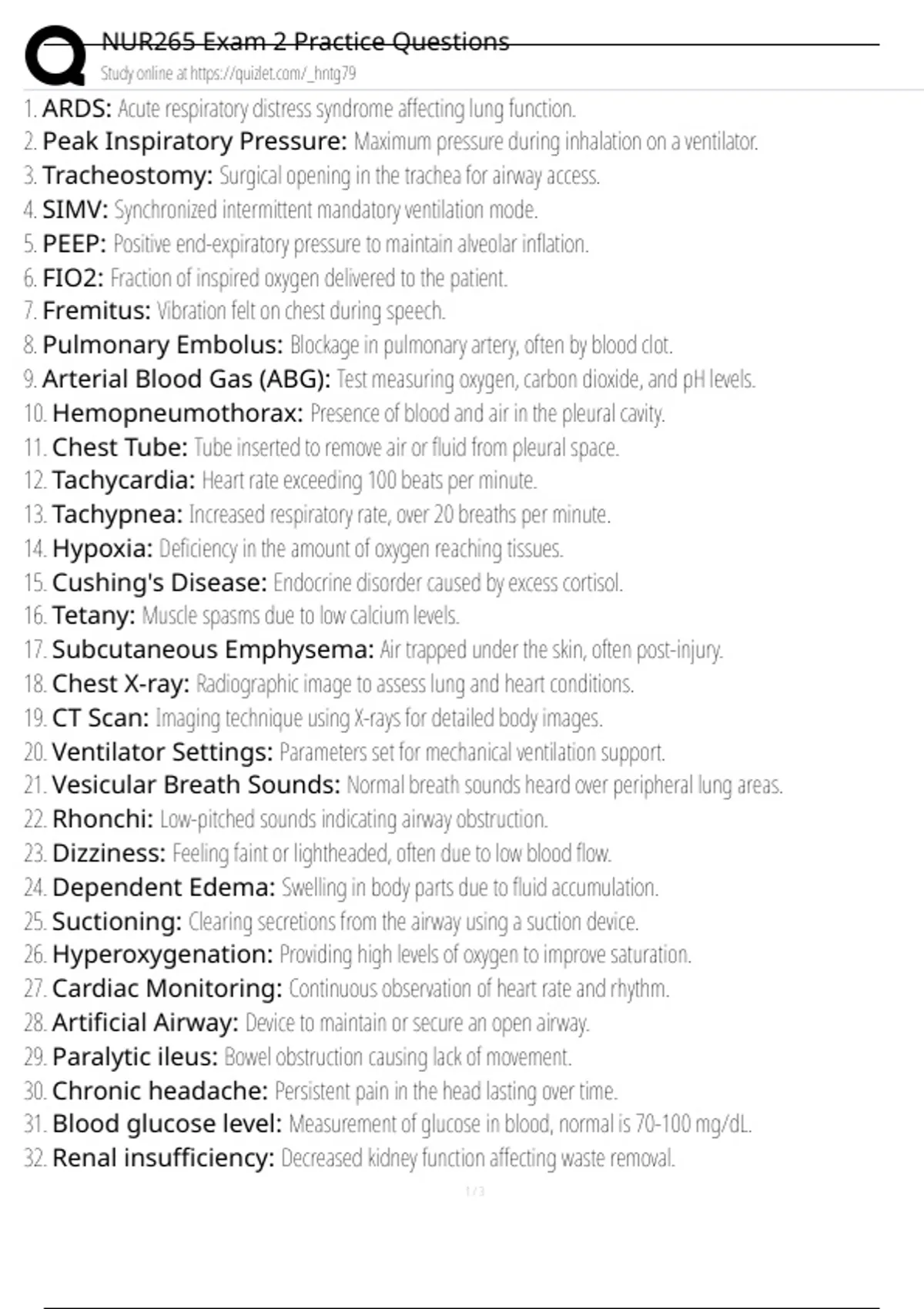 NUR265 Exam 2 Practice Questions Exam Questions and Answers 100% Pass |Verified & Updated|ACTUAL ...