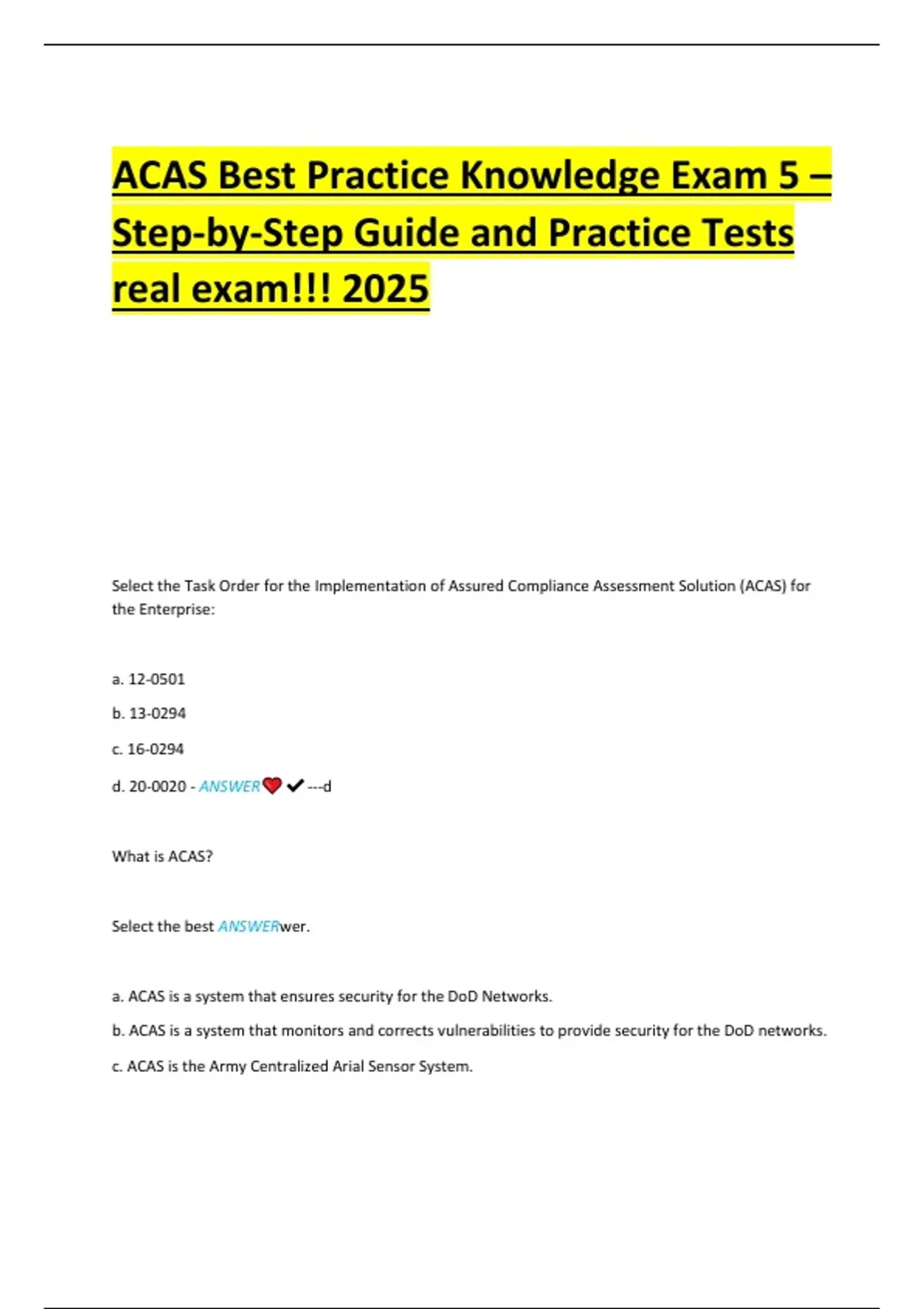 ACAS Best Practice Knowledge Exam 5 – Step-by-Step Guide and Practice ...