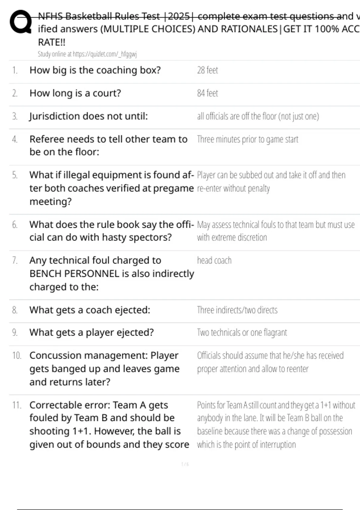 NFHS Basketball Rules Test |2025| complete exam test questions and ver ...