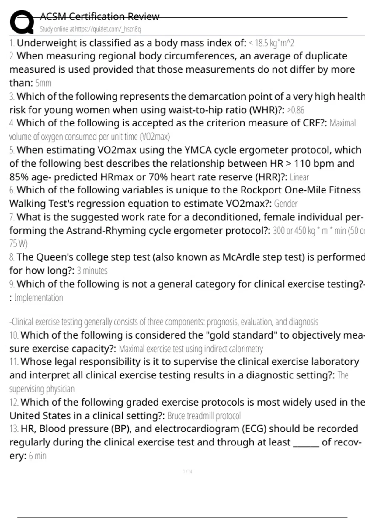 ACSM Certification Review Exam Questions and Answers 100% Pass ...