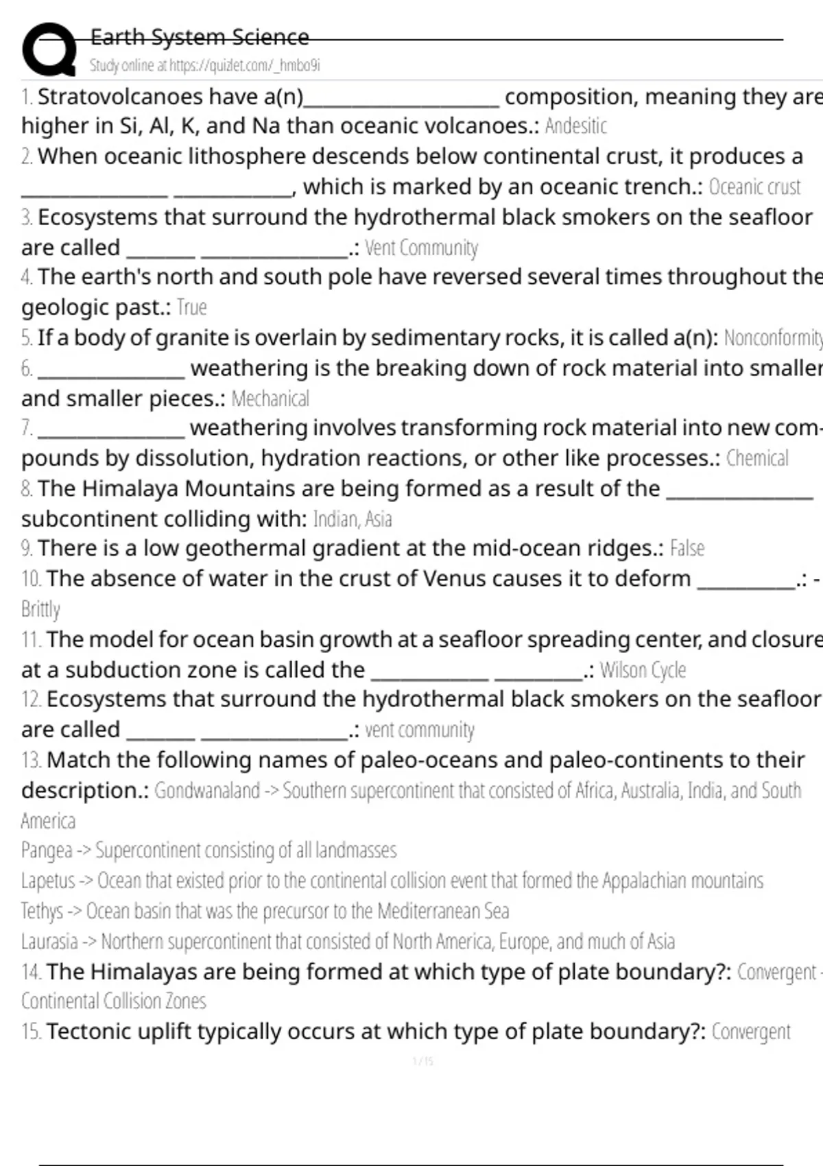 Earth System Science Exam Questions and Answers 100% Pass |Verified & Updated|ACTUAL 2025/2026 ...