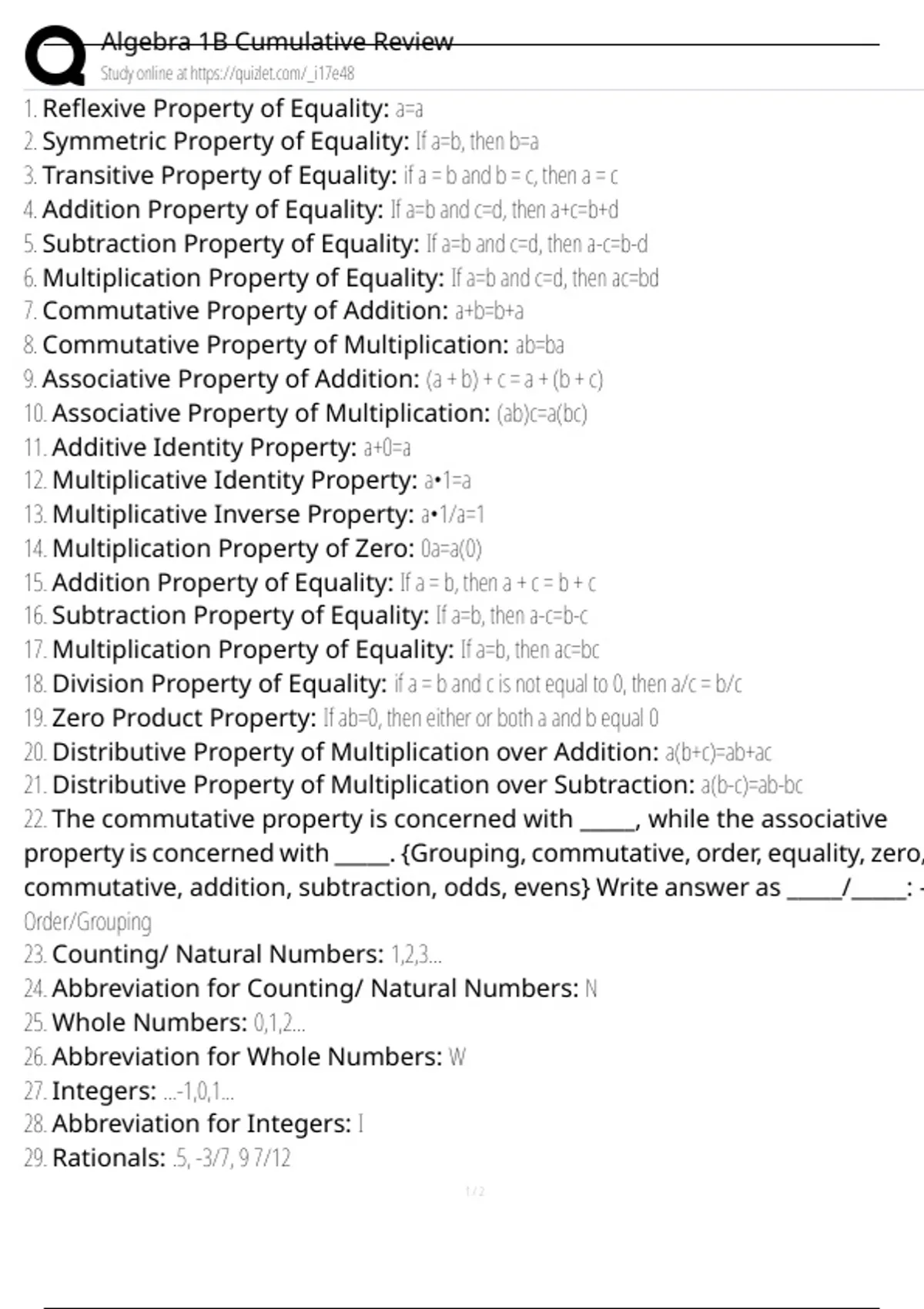 Algebra 1B Cumulative Review Exam Questions and Answers 100% Pass |Verified & Updated|ACTUAL ...
