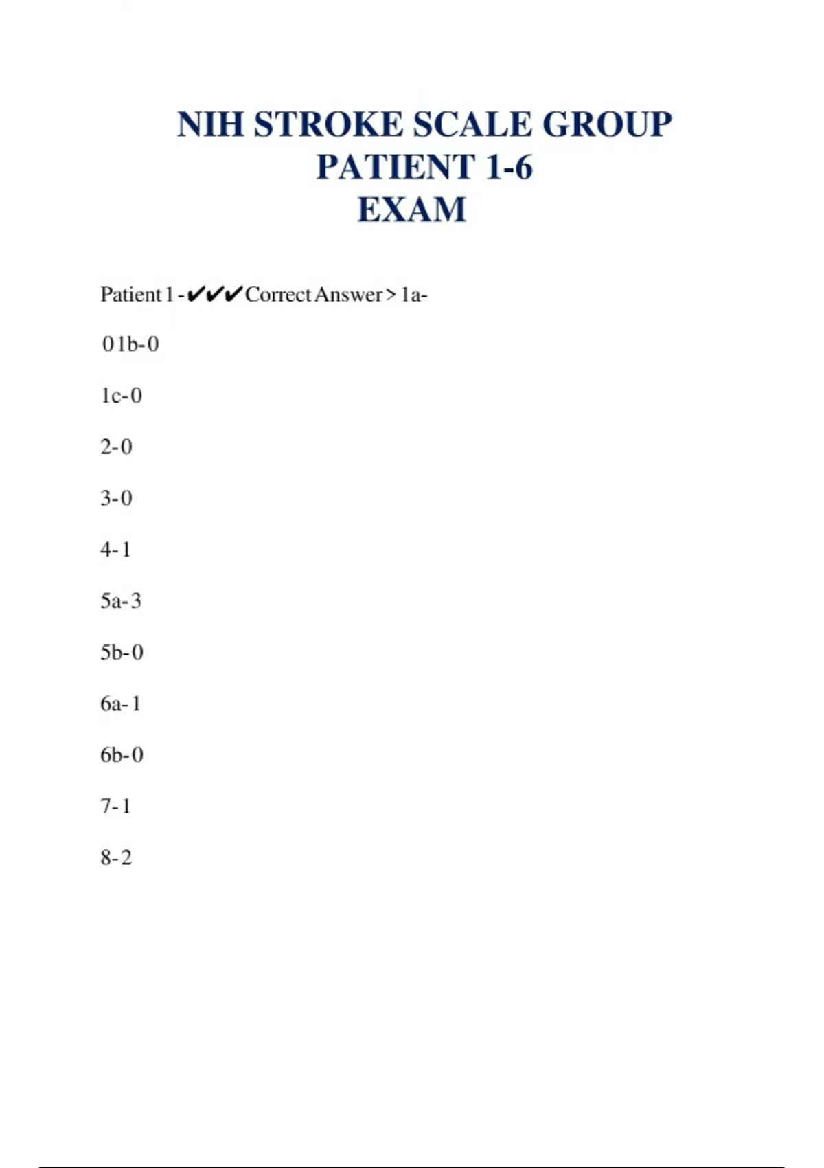NIH Stroke Scale (NIHSS) – Patient Groups 1–6 Complete Exam (Current ...