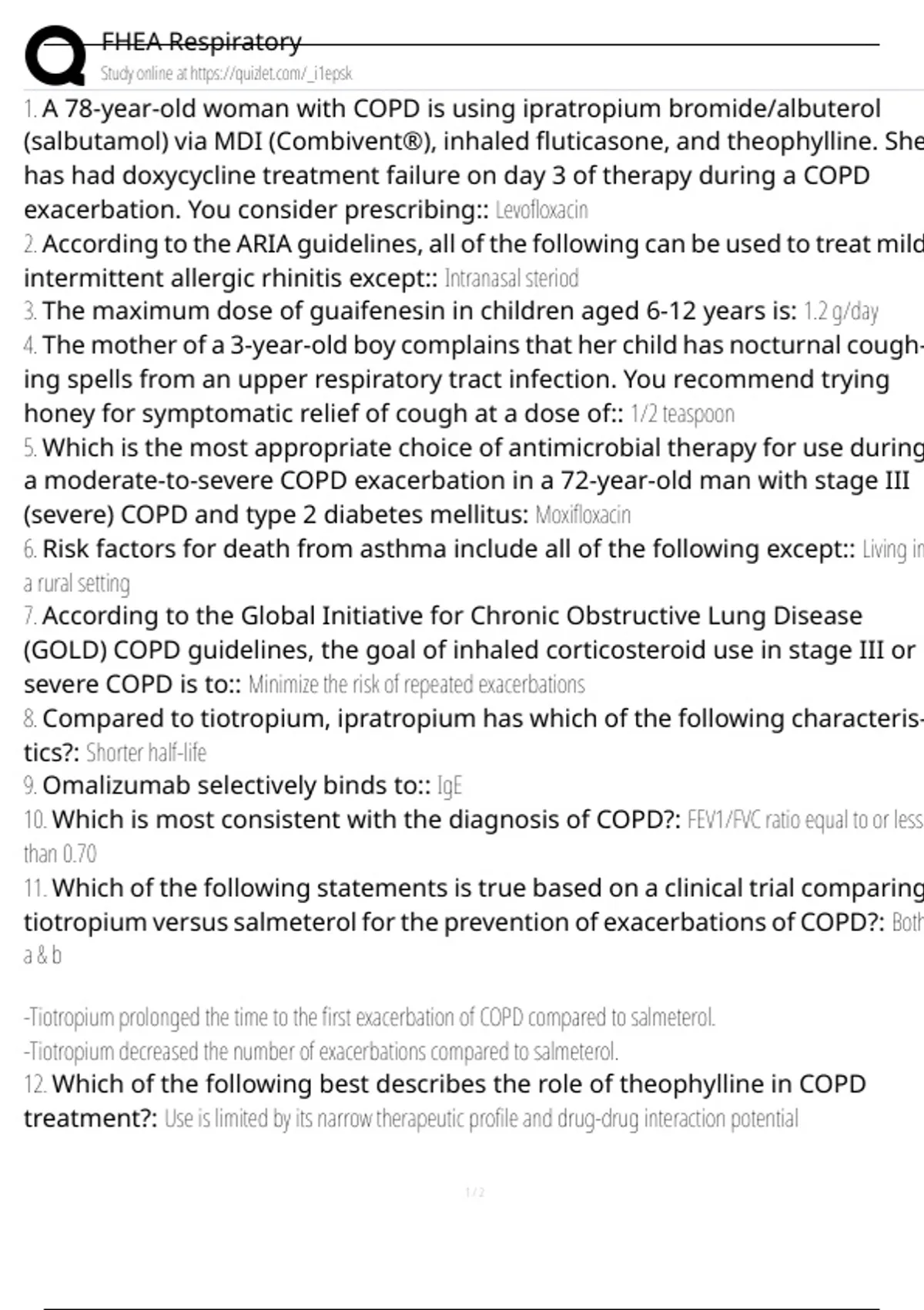 FHEA Respiratory Exam Questions and Answers 100% Pass |Verified ...