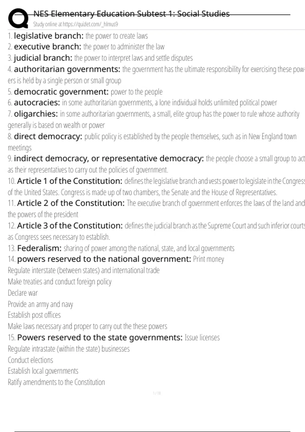 NES Elementary Education Subtest 1: Social Studies Exam Questions and ...