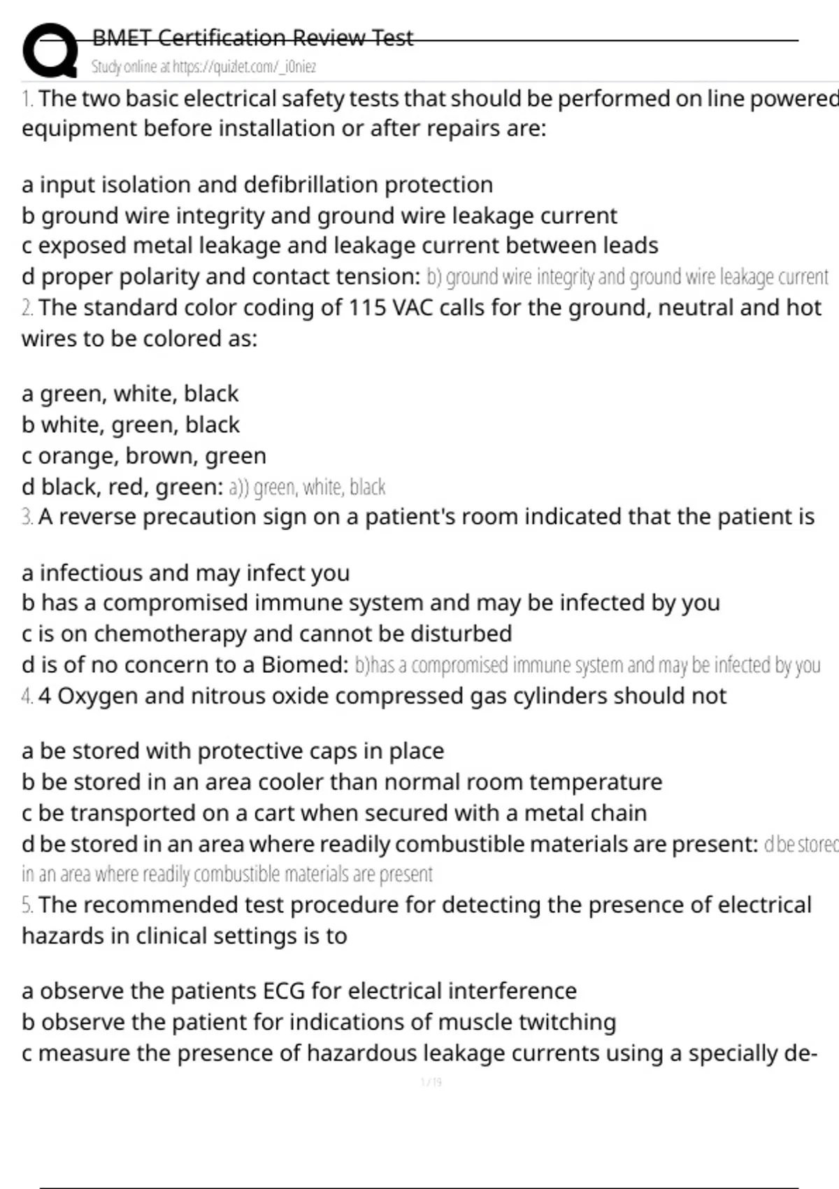 BMET Certification Review Test Exam Questions and Answers 100% Pass ...