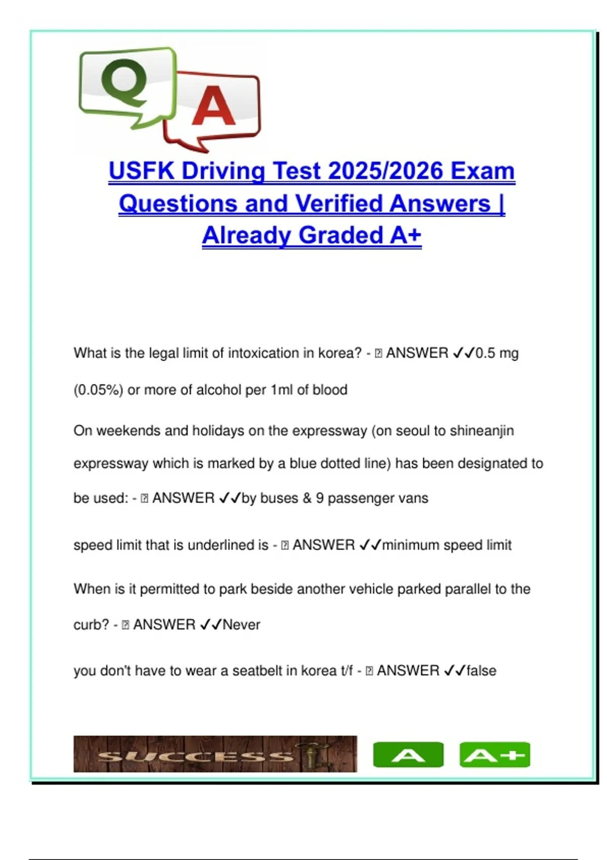 USFK Driving Test | 50 Questions & Answers | Road Rules, Military ...