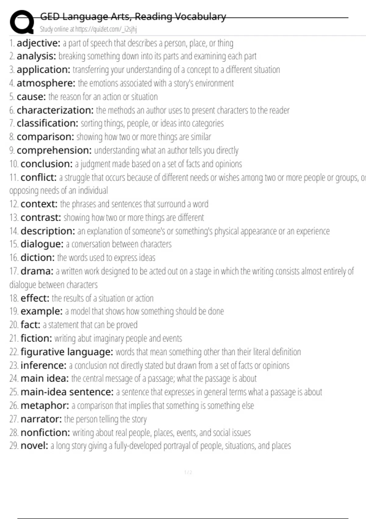 GED Language Arts, Reading Vocabulary Exam Questions and Answers 100% ...