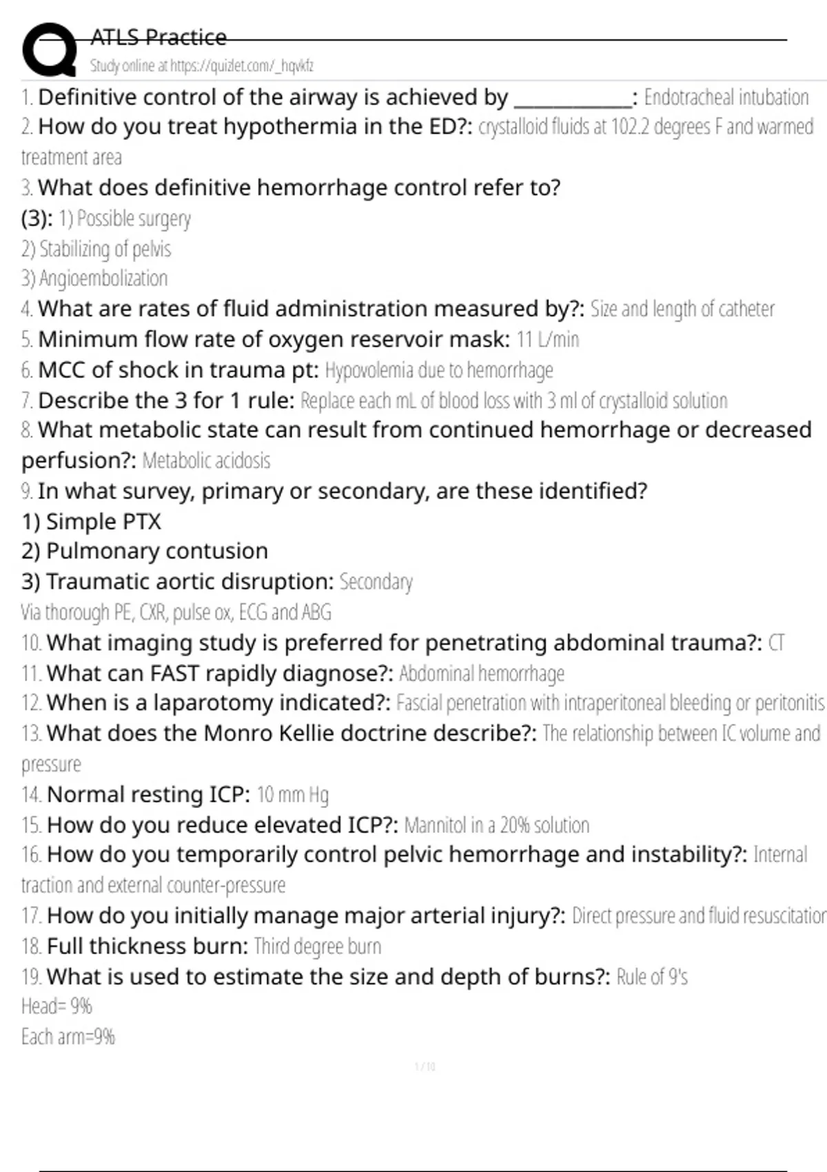 ATLS Practice Exam Questions and Answers 100% Pass |Verified & Updated ...