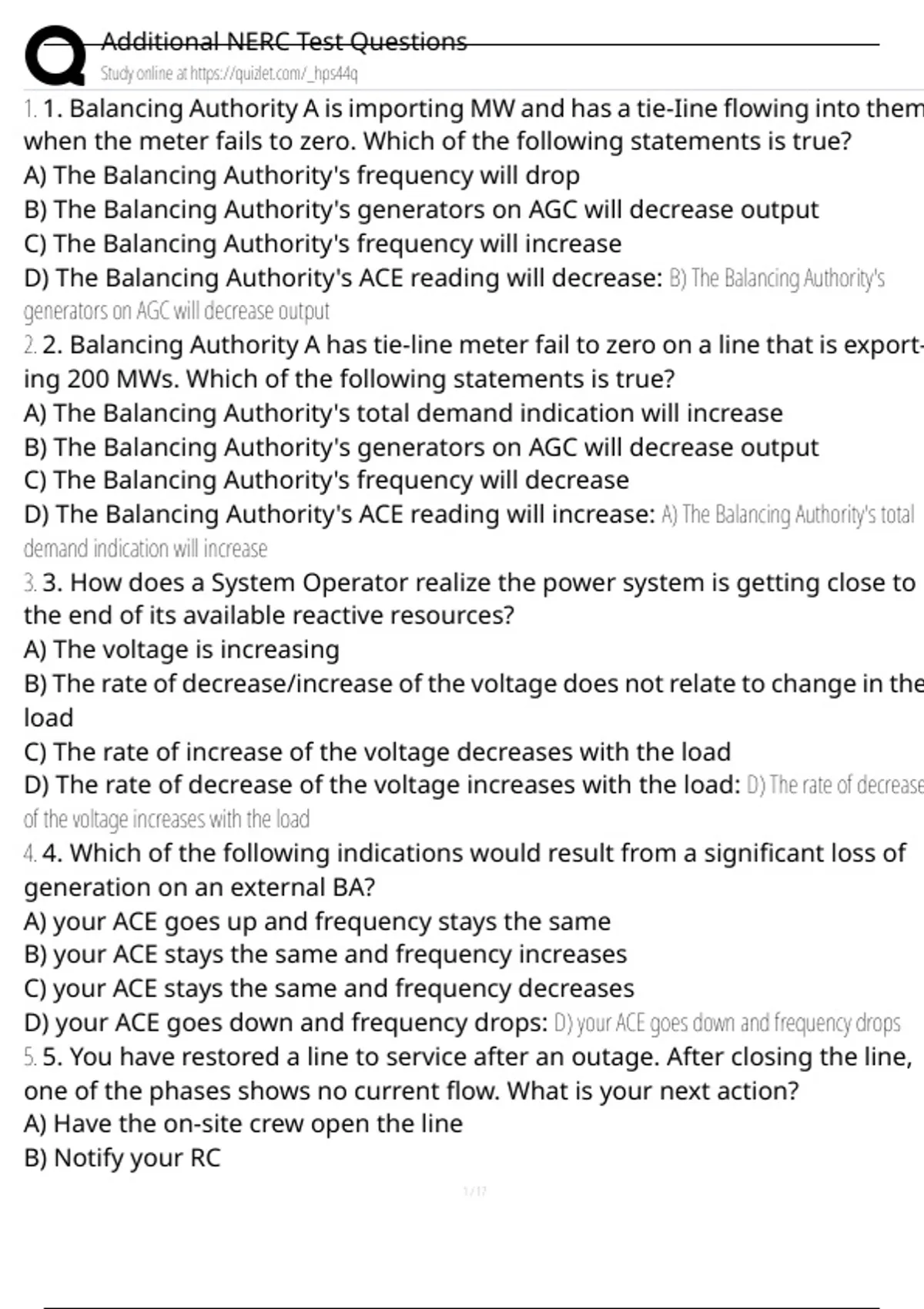 Additional NERC Test Questions Exam Questions and Answers 100% Pass ...