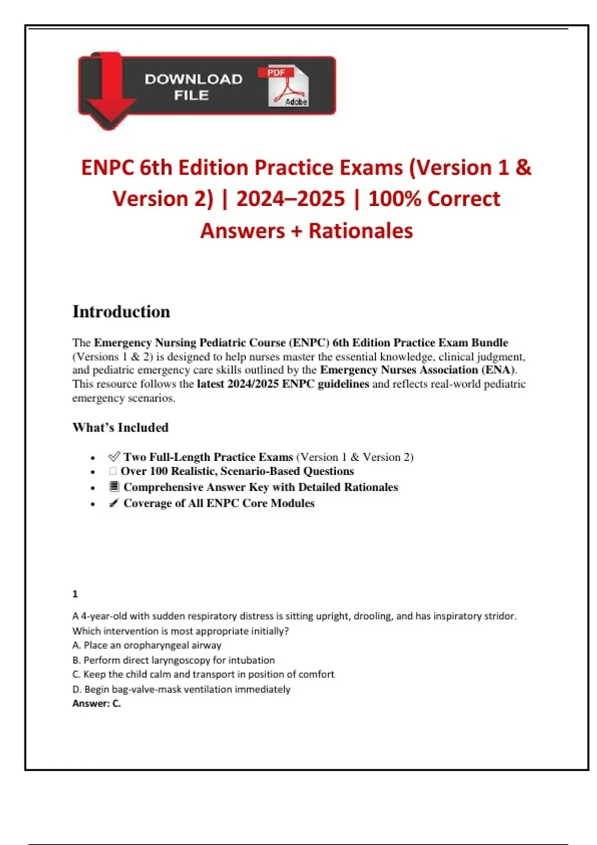 ENPC 6th Edition, ENPC Course Exam 2026, ENPC 2028 Update, Emergency ...