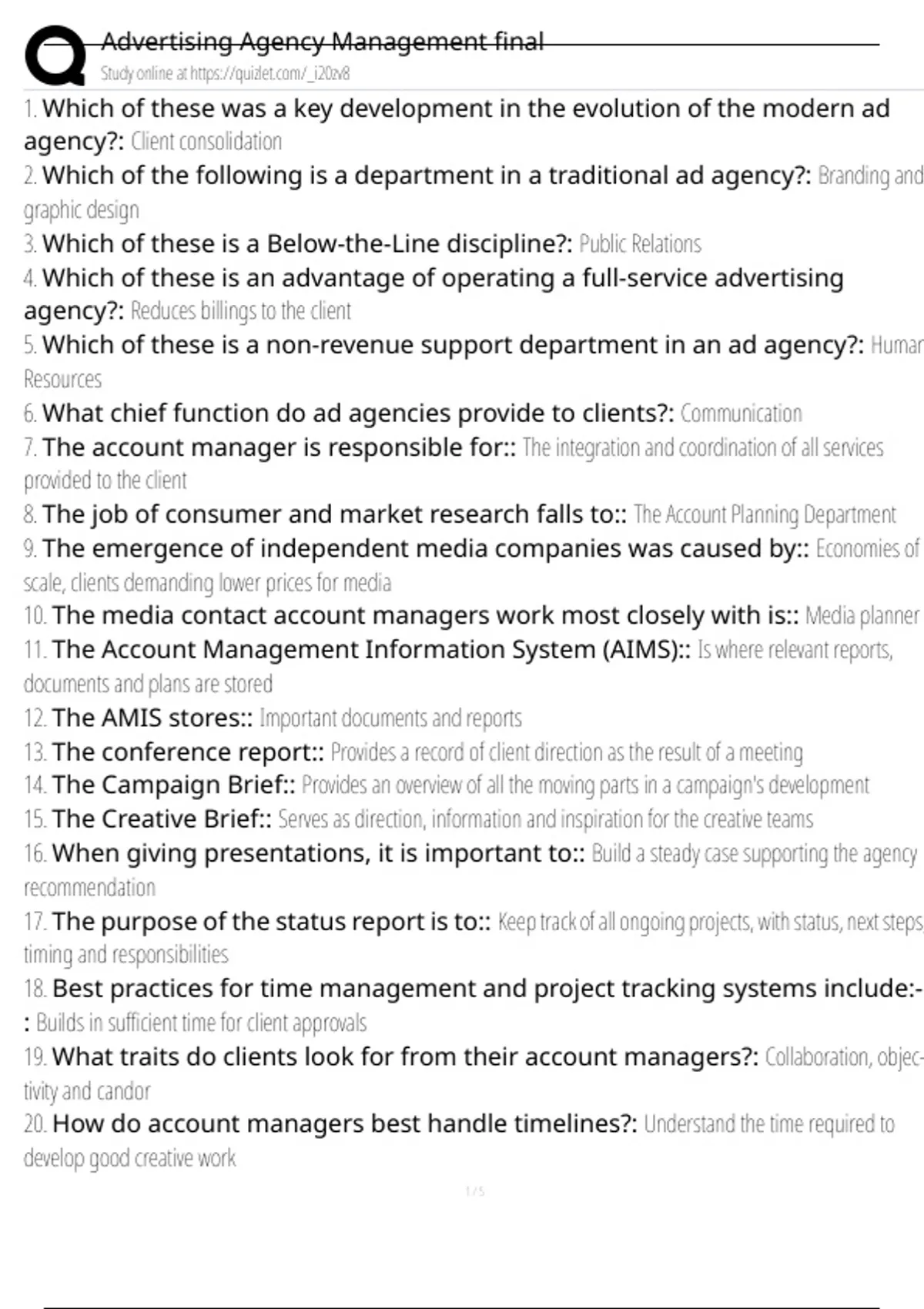 Advertising Agency Management final Exam Questions and Answers 100% ...
