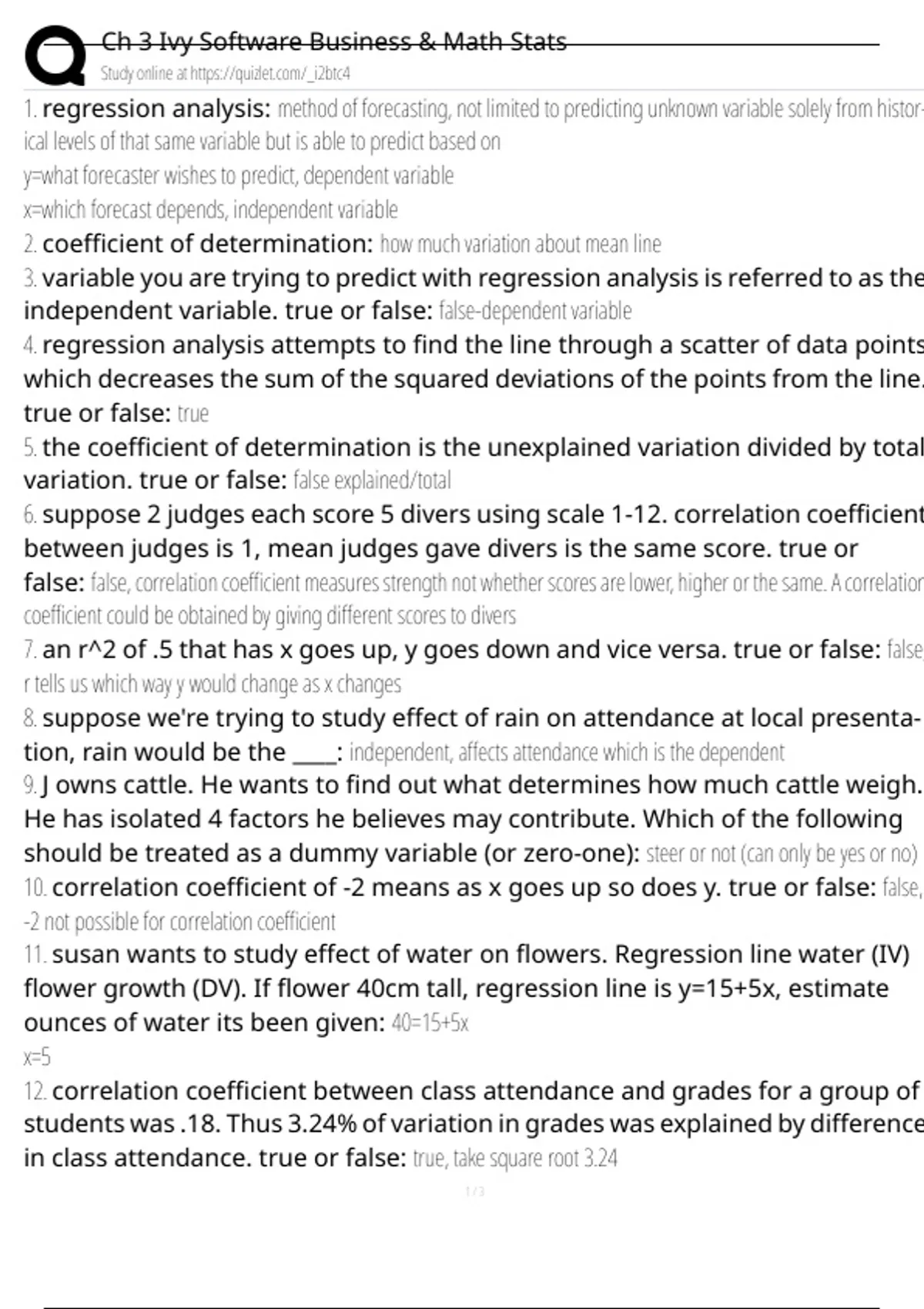 Ch 3 Ivy Software Business & Math Stats Exam Questions and Answers 100% ...