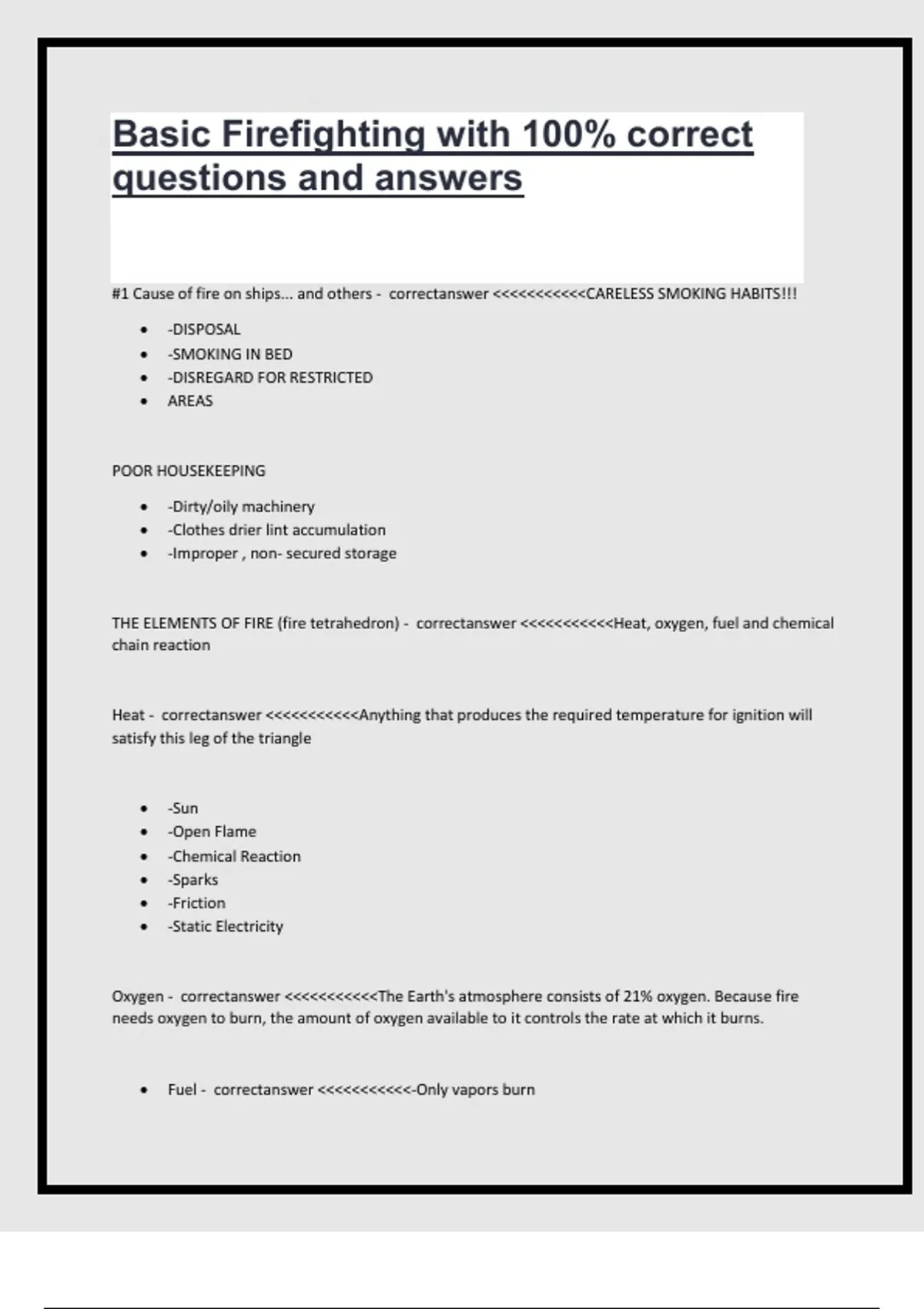 Basic Firefighting 2025/2026 – 100% Verified Questions and Answers ...