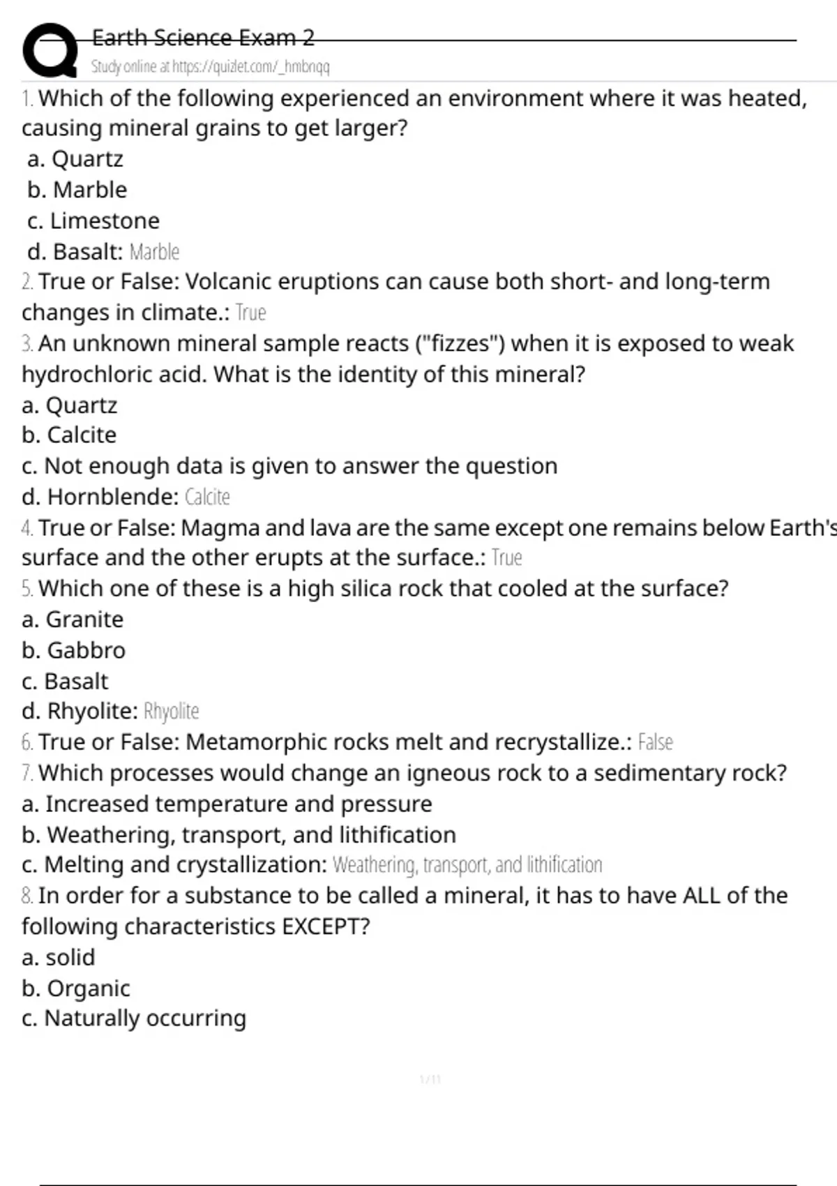 Earth Science Exam 2 Exam Questions and Answers 100% Pass |Verified ...