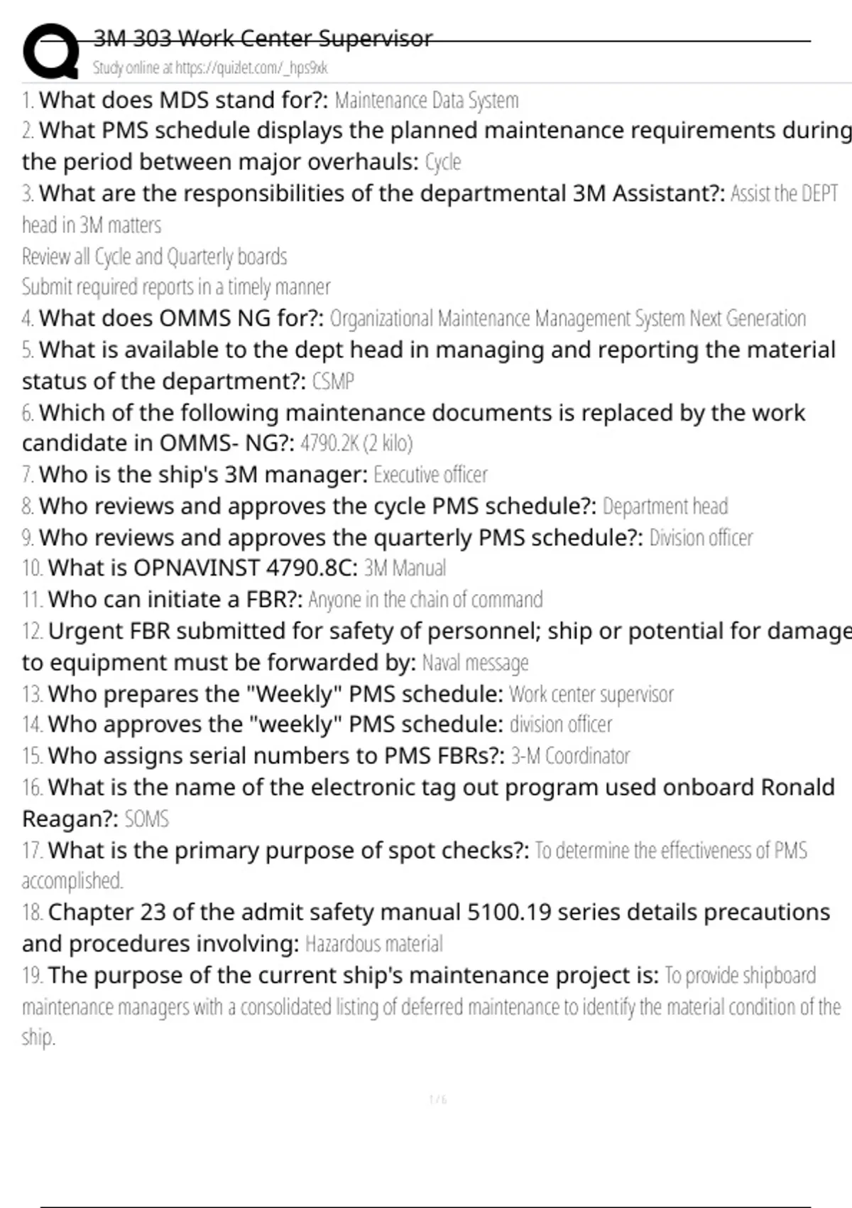 3M 303 Work Center Supervisor Exam Questions and Answers 100% Pass ...