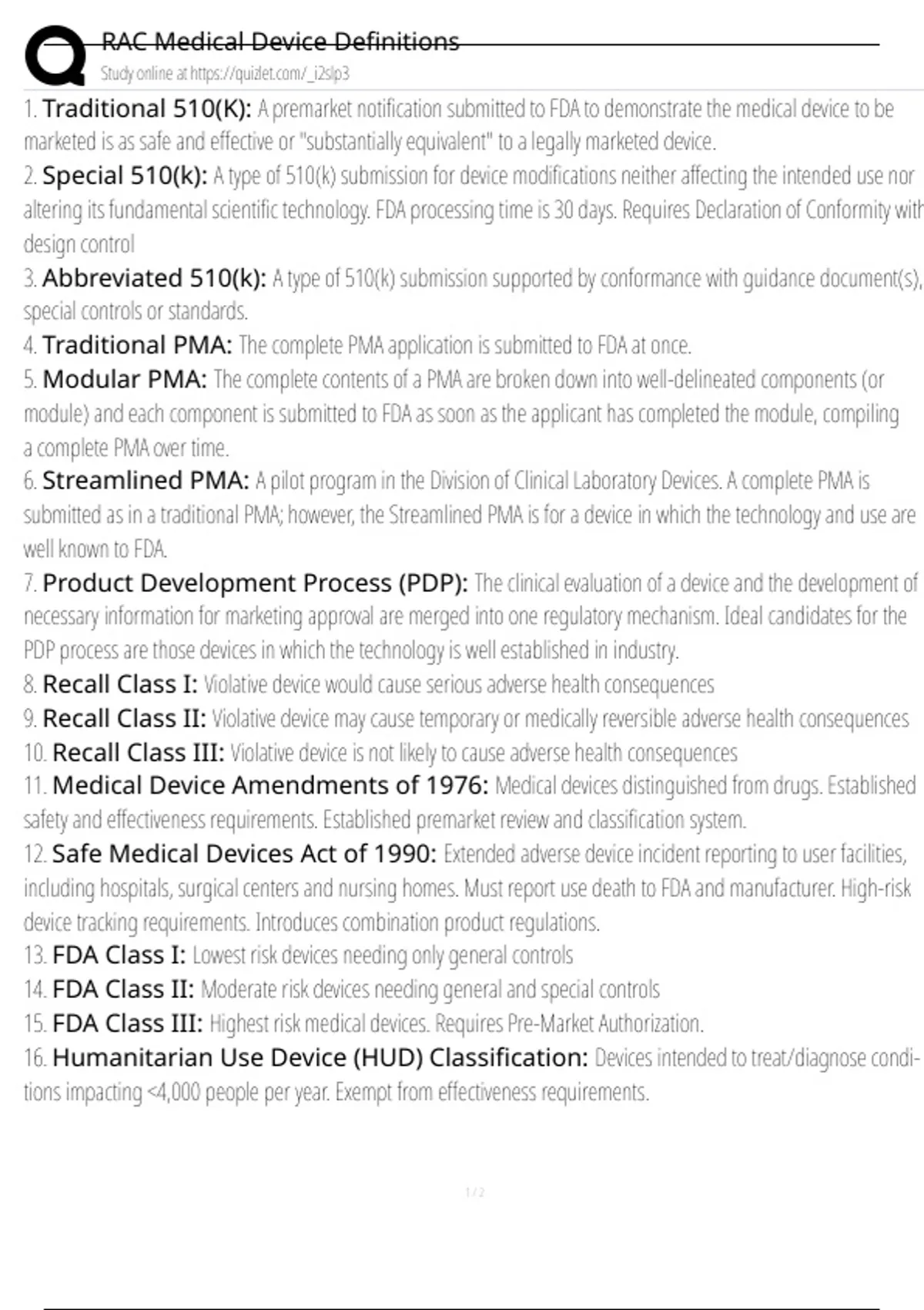 RAC Medical Device Definitions Exam Questions and Answers 100% Pass ...