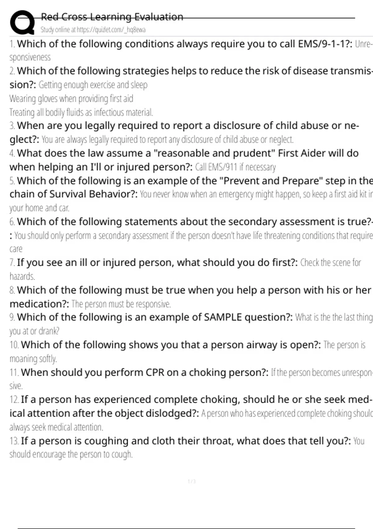 Red Cross Learning Evaluation Exam Questions and Answers 100% Pass ...