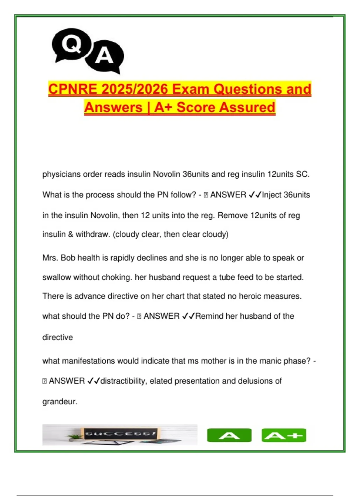 CPNRE EXAM COMPLETE PACKAGE DEAL - Stuvia US