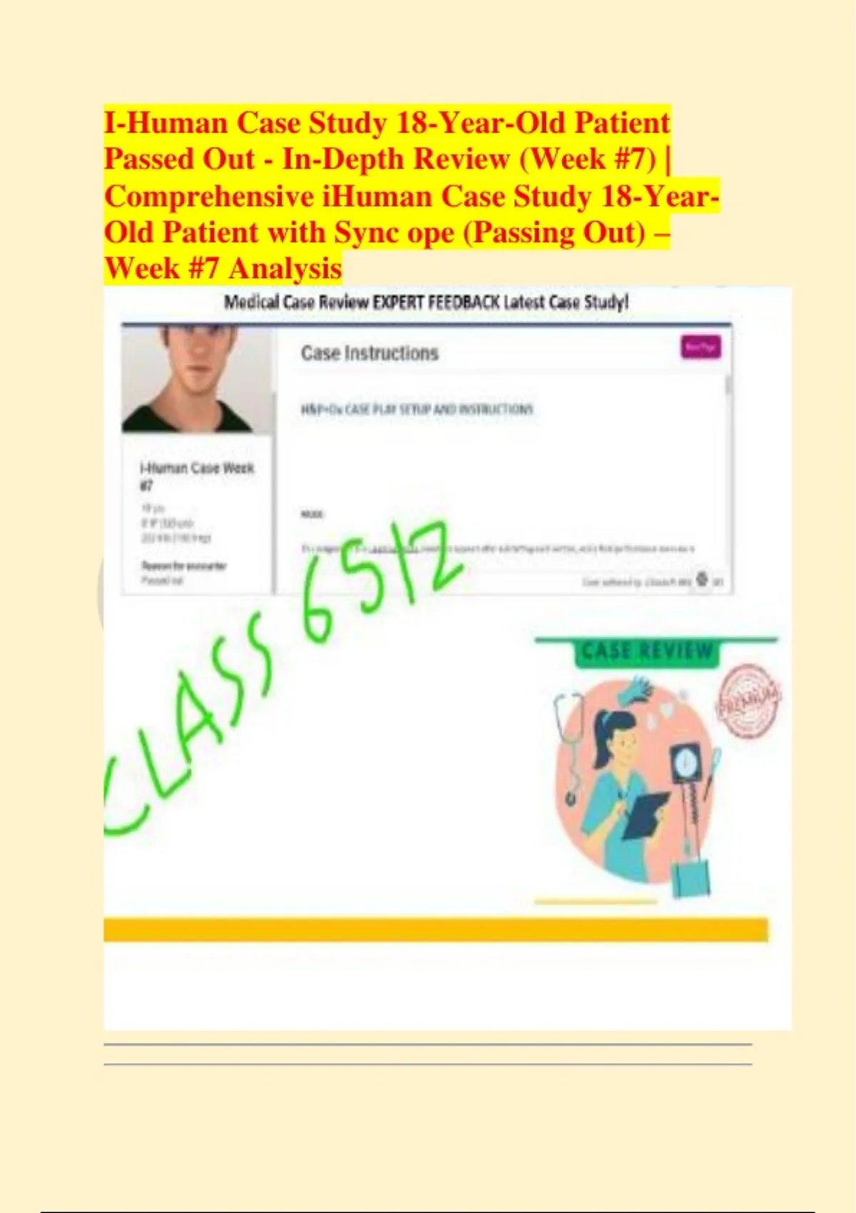 I-Human Case Study 18-Year-Old Patient Passed Out - In-Depth Review ...