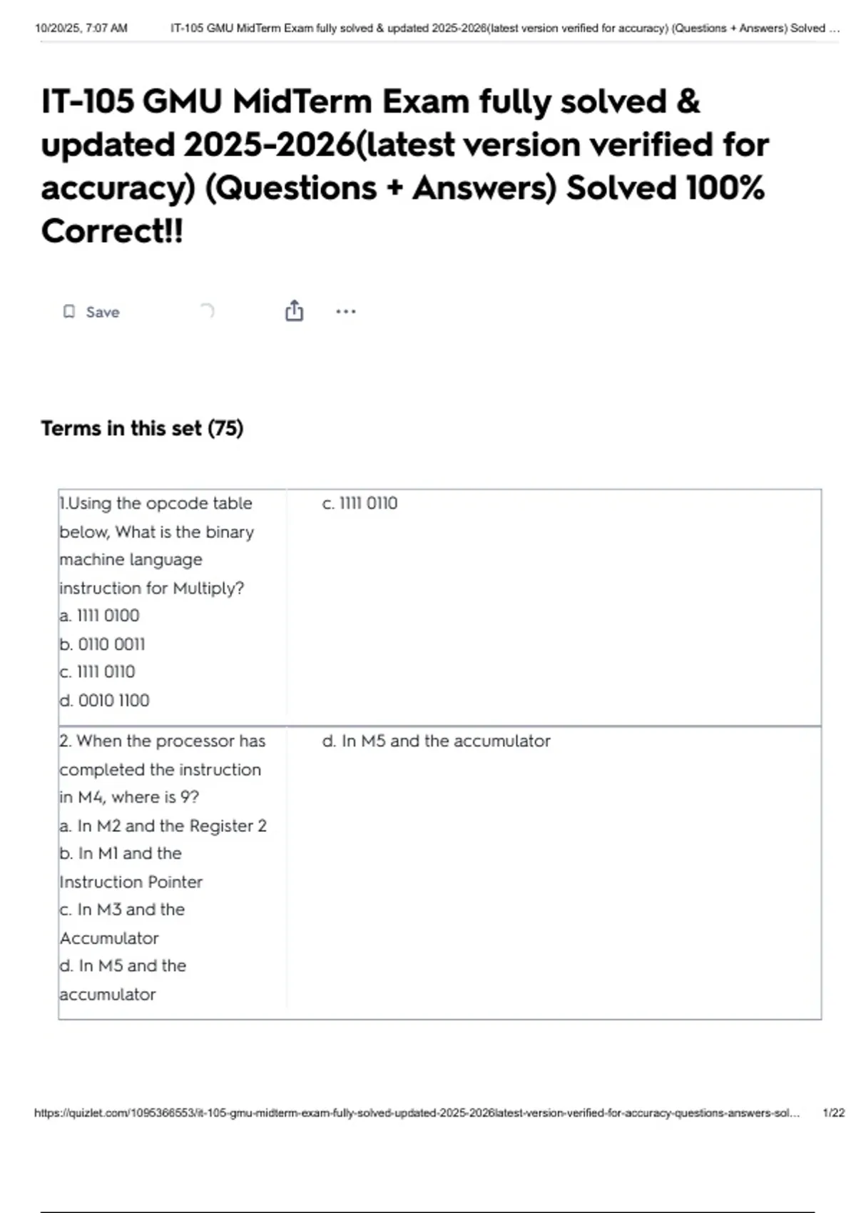 IT-105 GMU MidTerm Exam fully solved & updated (latest version verified ...