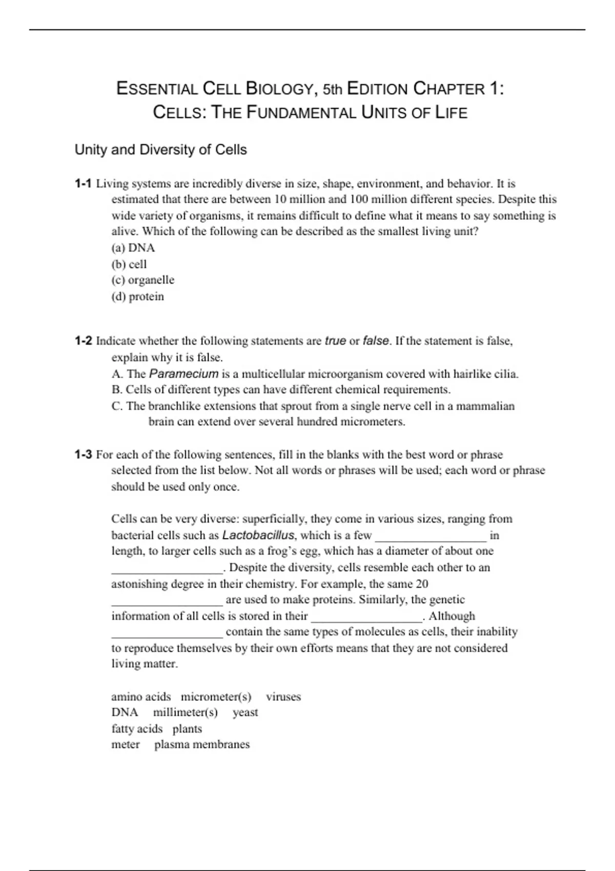 Test Bank for Essential Cell Biology 5th Edition Alberts Hopkin | All ...