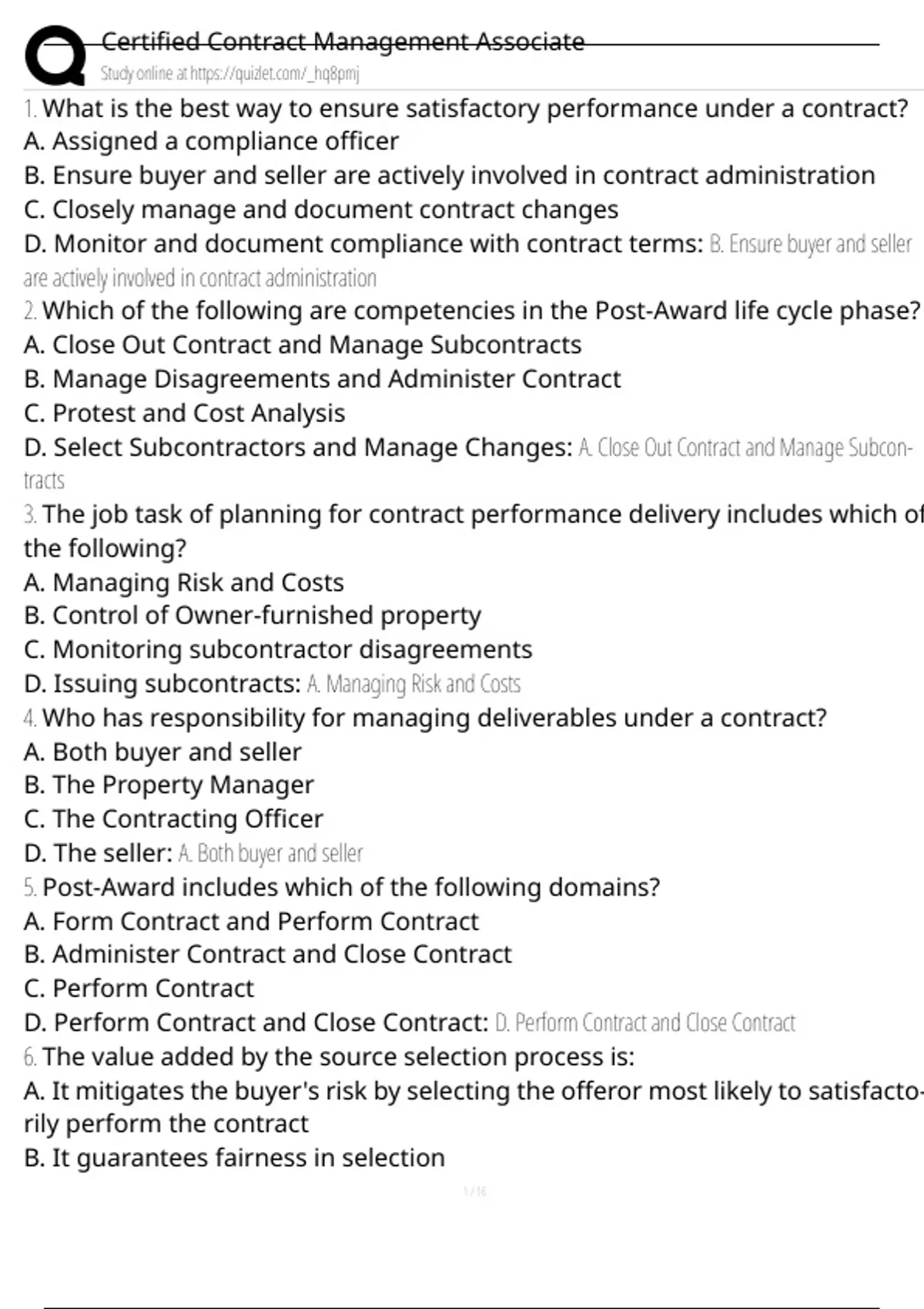 Certified Contract Management Associate Exam Questions and Answers 100% ...
