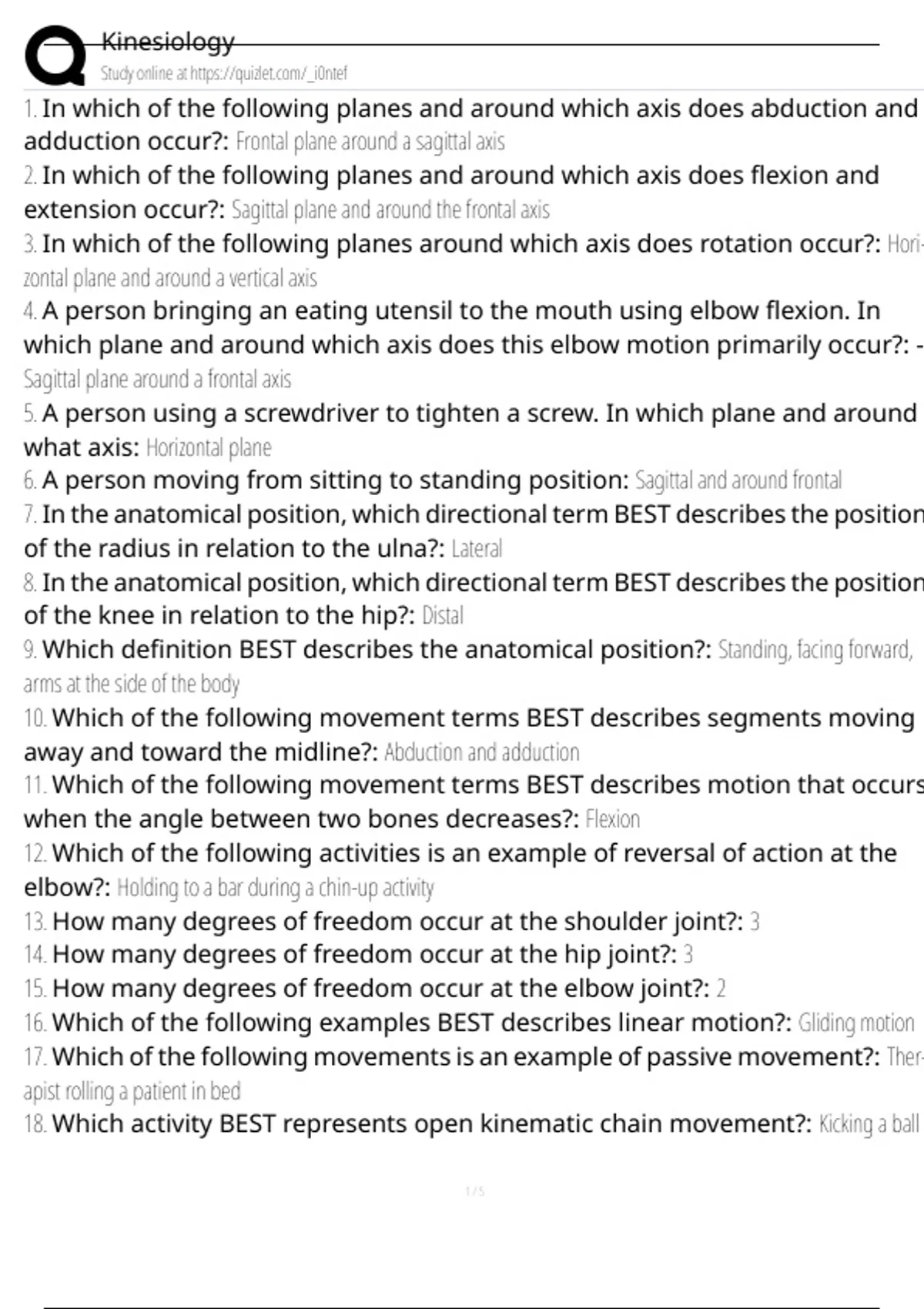 Kinesiology Exam Questions and Answers 100% Pass |Verified & Updated ...