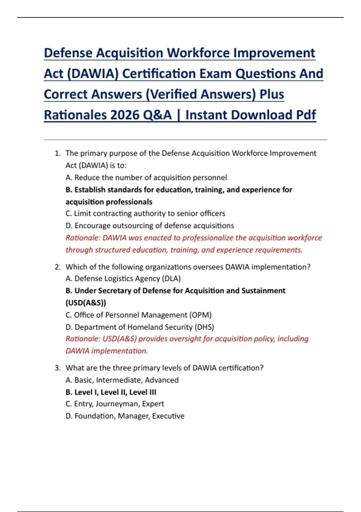 Defense Acquisition Workforce Improvement Act (DAWIA) Certification ...