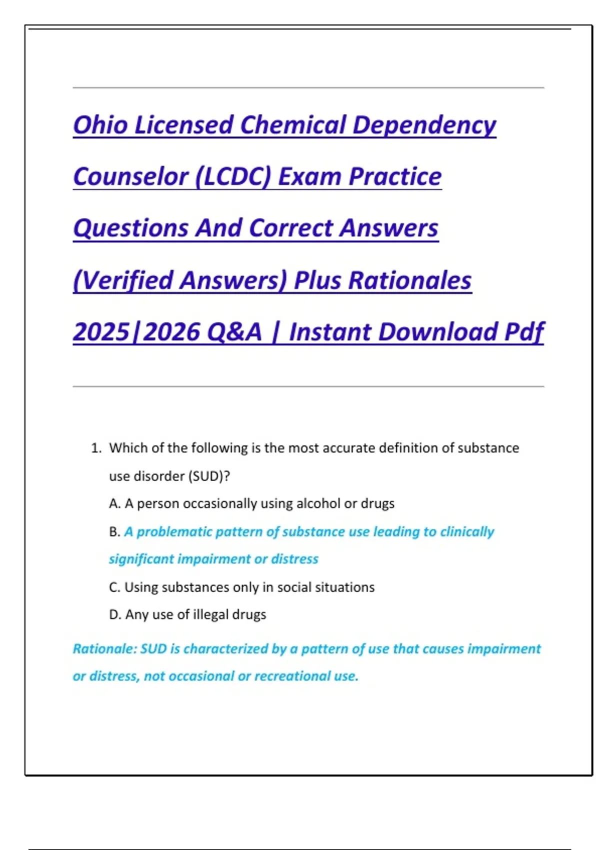 Ohio Licensed Chemical Dependency Counselor (LCDC) Exam Practice ...