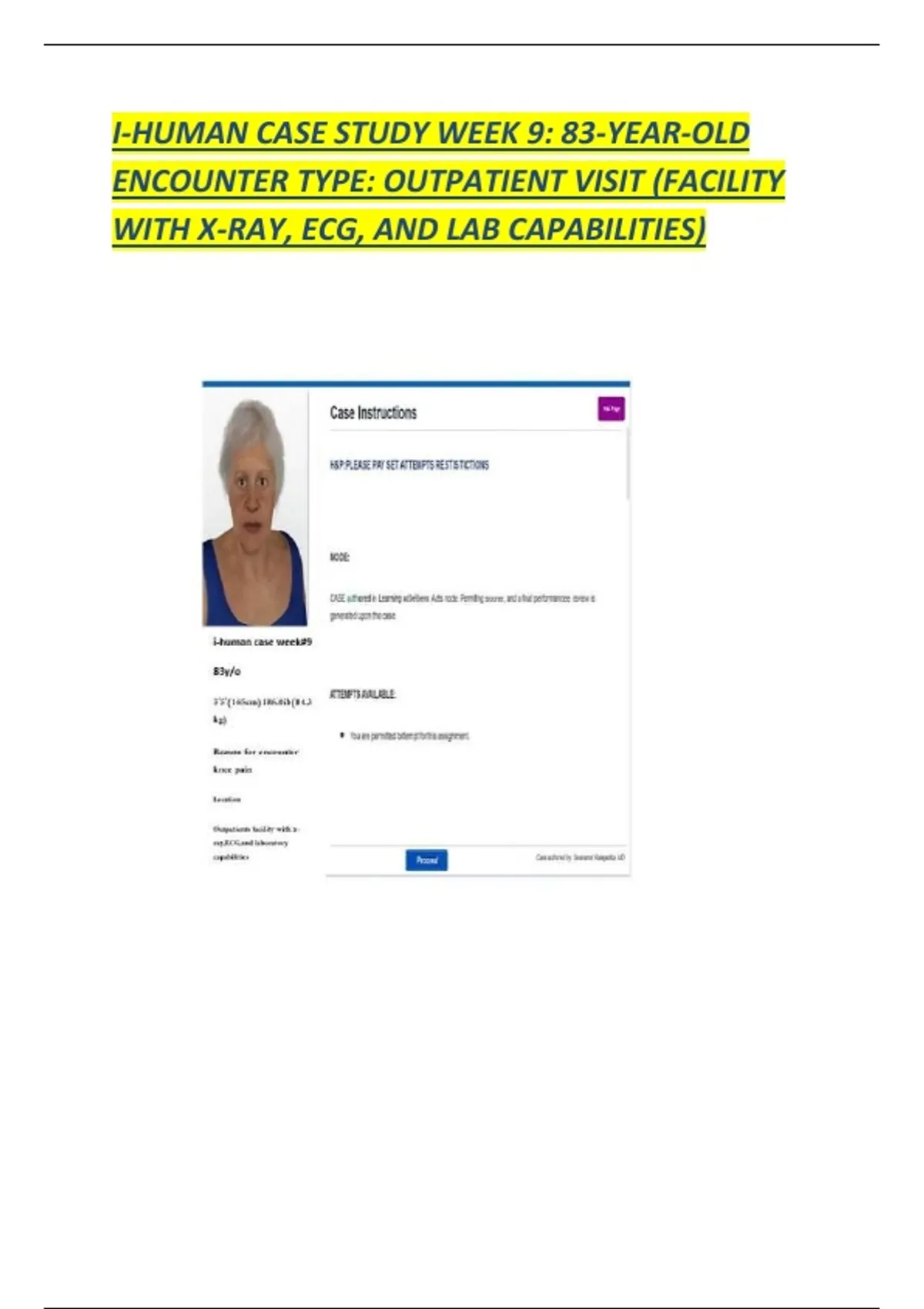 i-Human Case Study Week 9: 83-Year-Old Female with Right Knee Pain ...