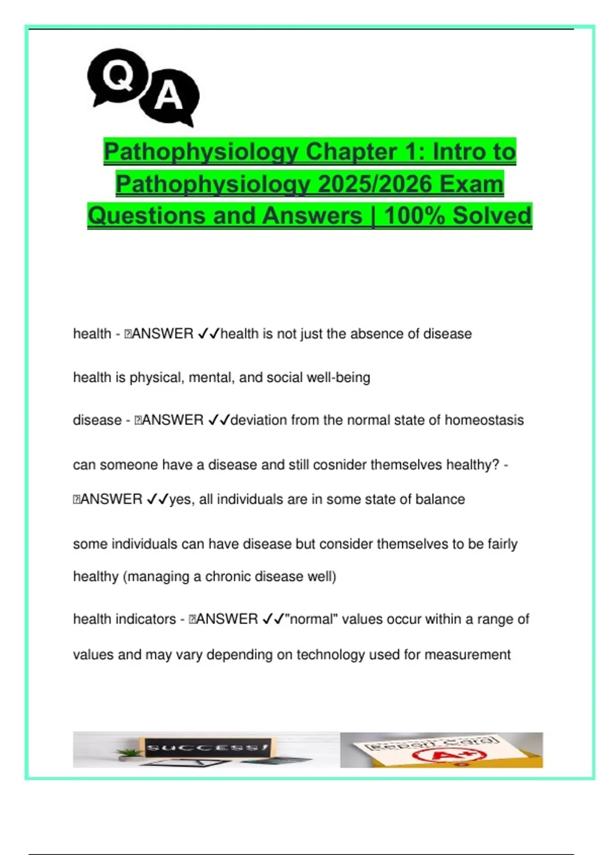 Pathophysiology Chapter 1 – 100+ Q&A | Introduction to Disease, Cell ...