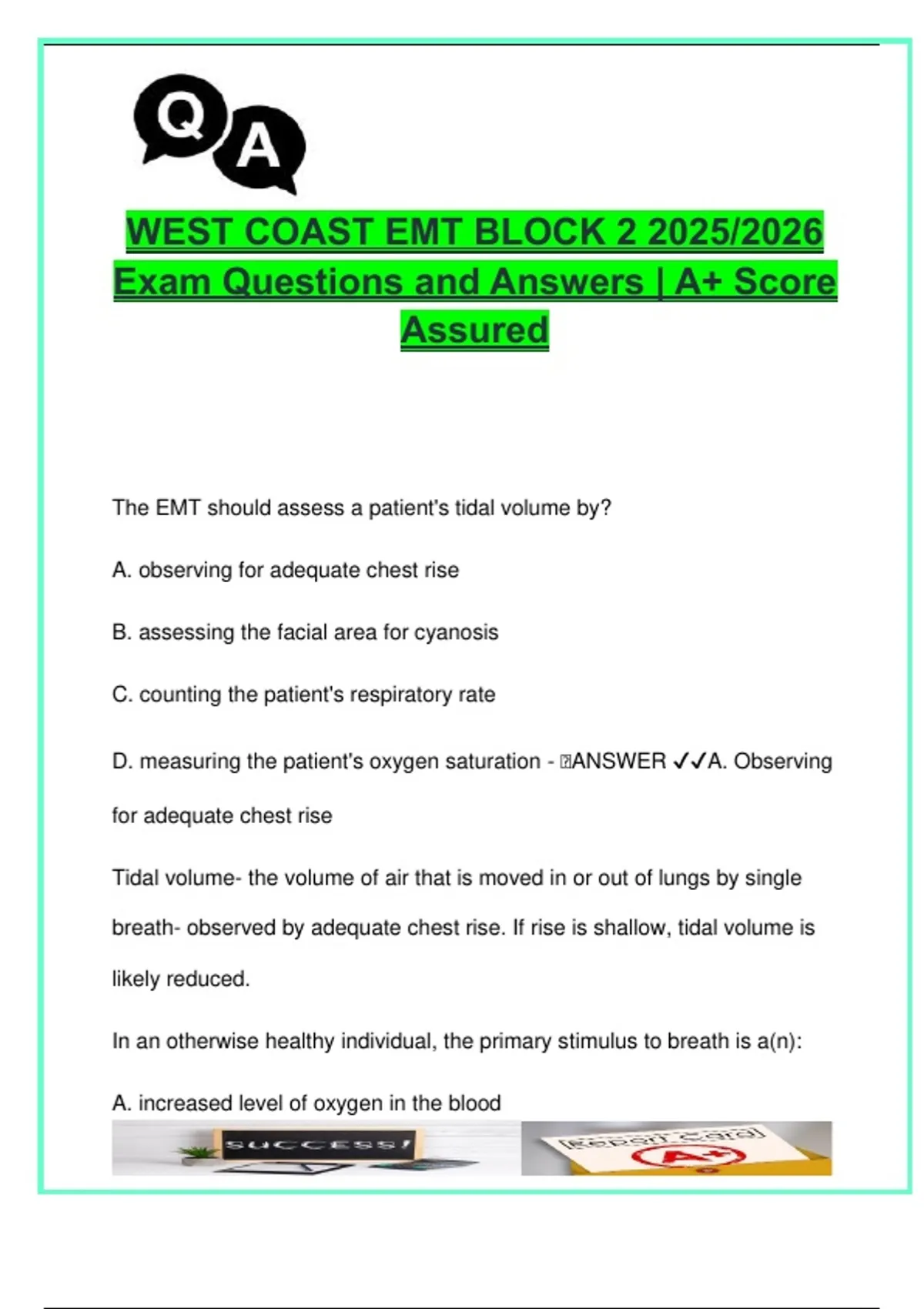 WEST COAST EMT Block 2 – 120+ Verified Q&A | Trauma, Airway, Shock ...