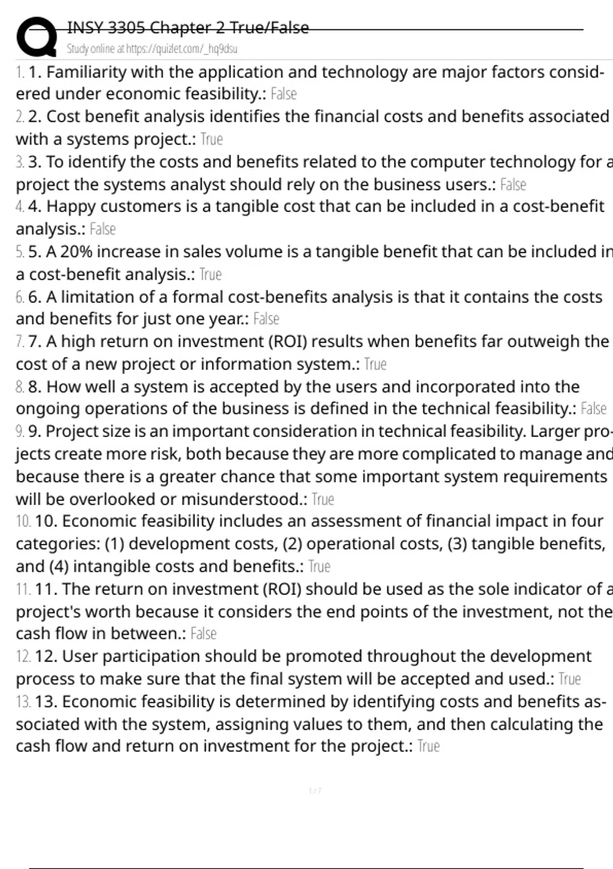 INSY 3305 Chapter 2 True/False Exam Questions and Answers 100% Pass ...