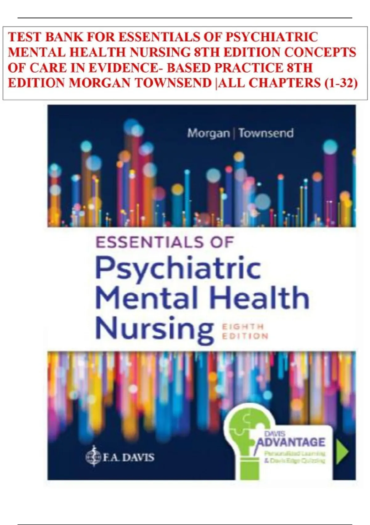TEST BANK FOR ESSENTIALS OF PSYCHIATRIC MENTAL HEALTH NURSING 8TH ...