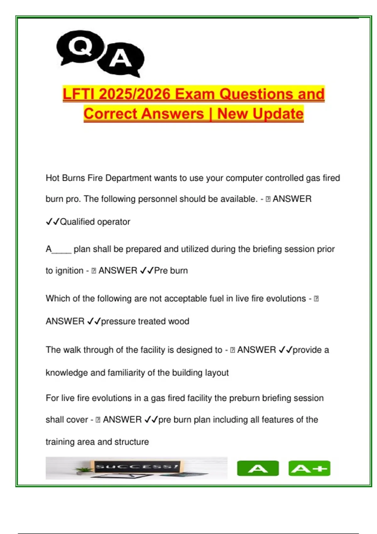 LFTI Live Fire Training Instructor Exam 2025/2026 – 200+ Q&A | NFPA ...