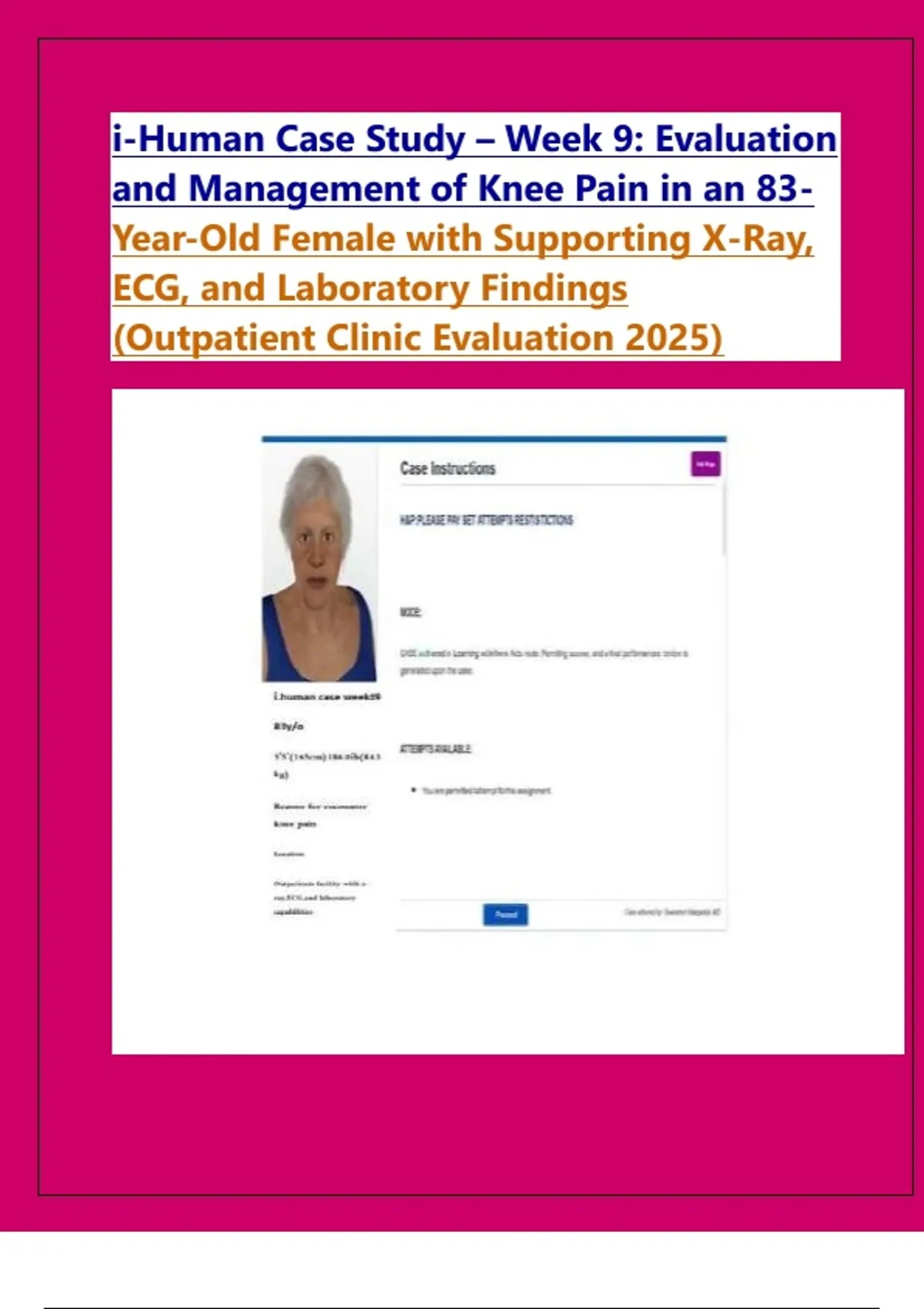 submit your assignment with Comprehensive i-Human Case Study: 83-Year ...