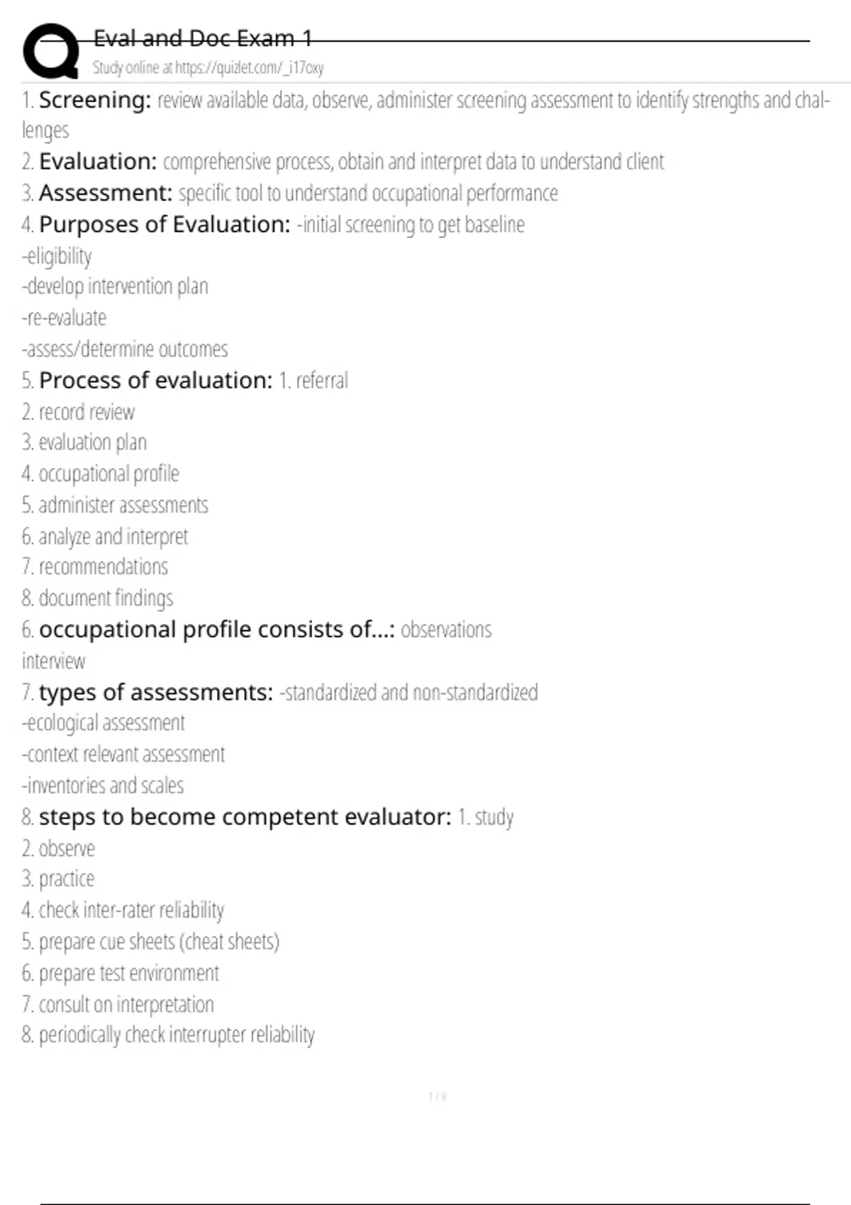 Eval and Doc Exam 1 Exam Questions and Answers 100% Pass |Verified ...
