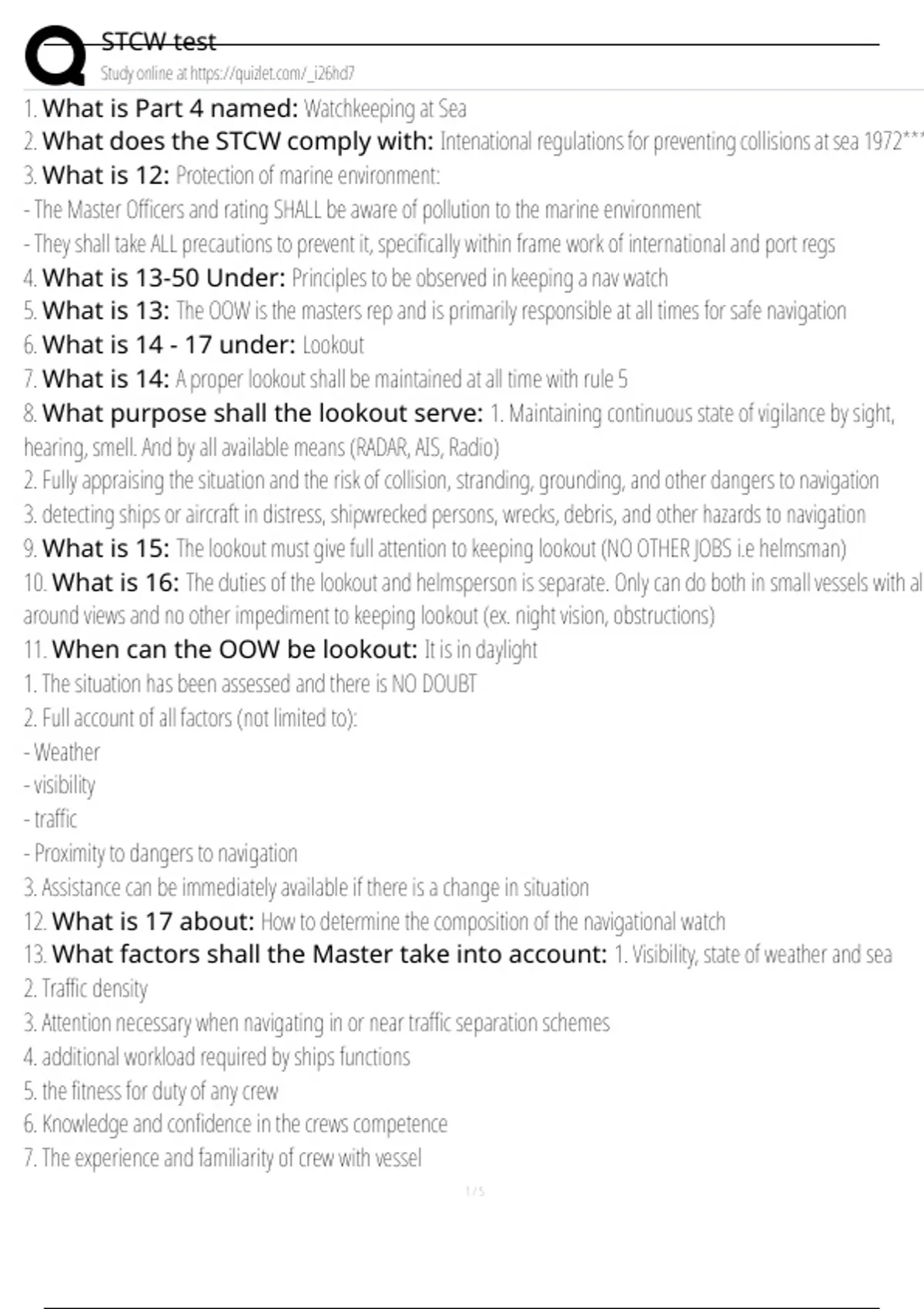 STCW test Exam Questions and Answers 100% Pass |Verified & Updated ...