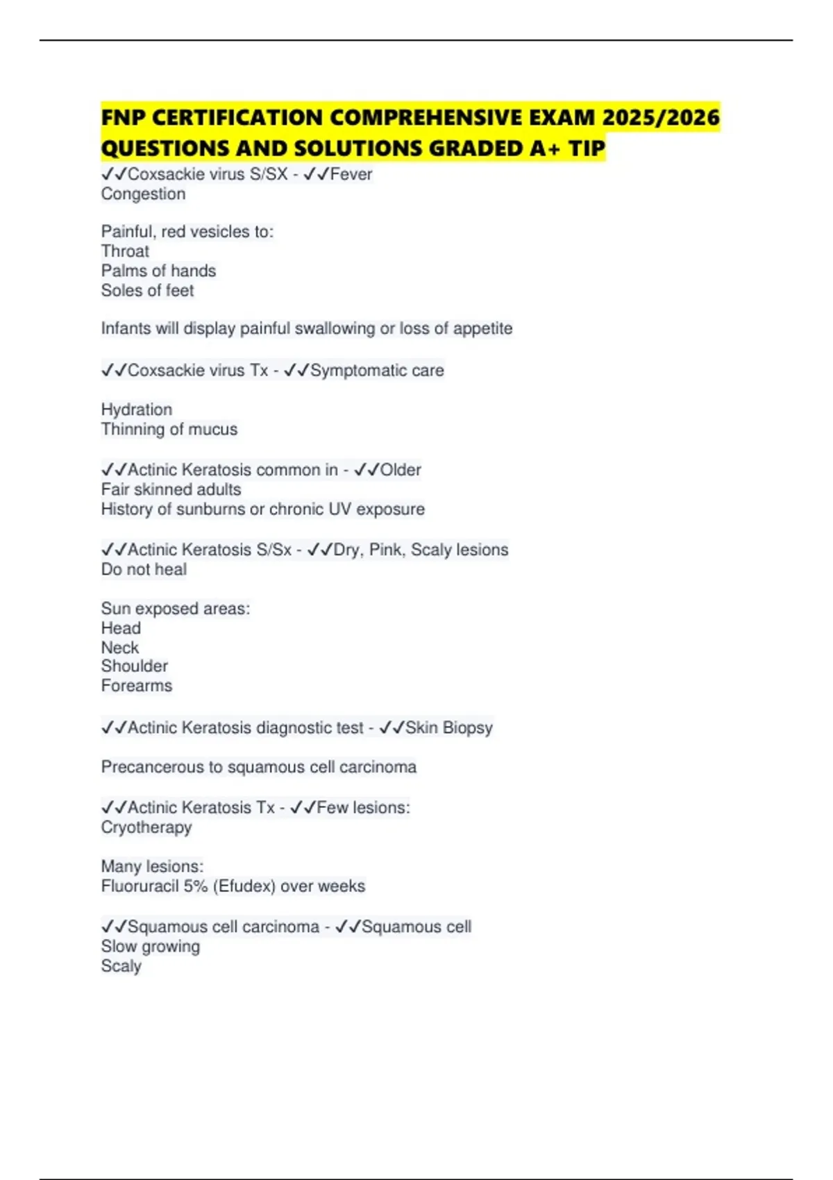 FNP CERTIFICATION COMPREHENSIVE EXAM 2025/2026 QUESTIONS AND SOLUTIONS ...