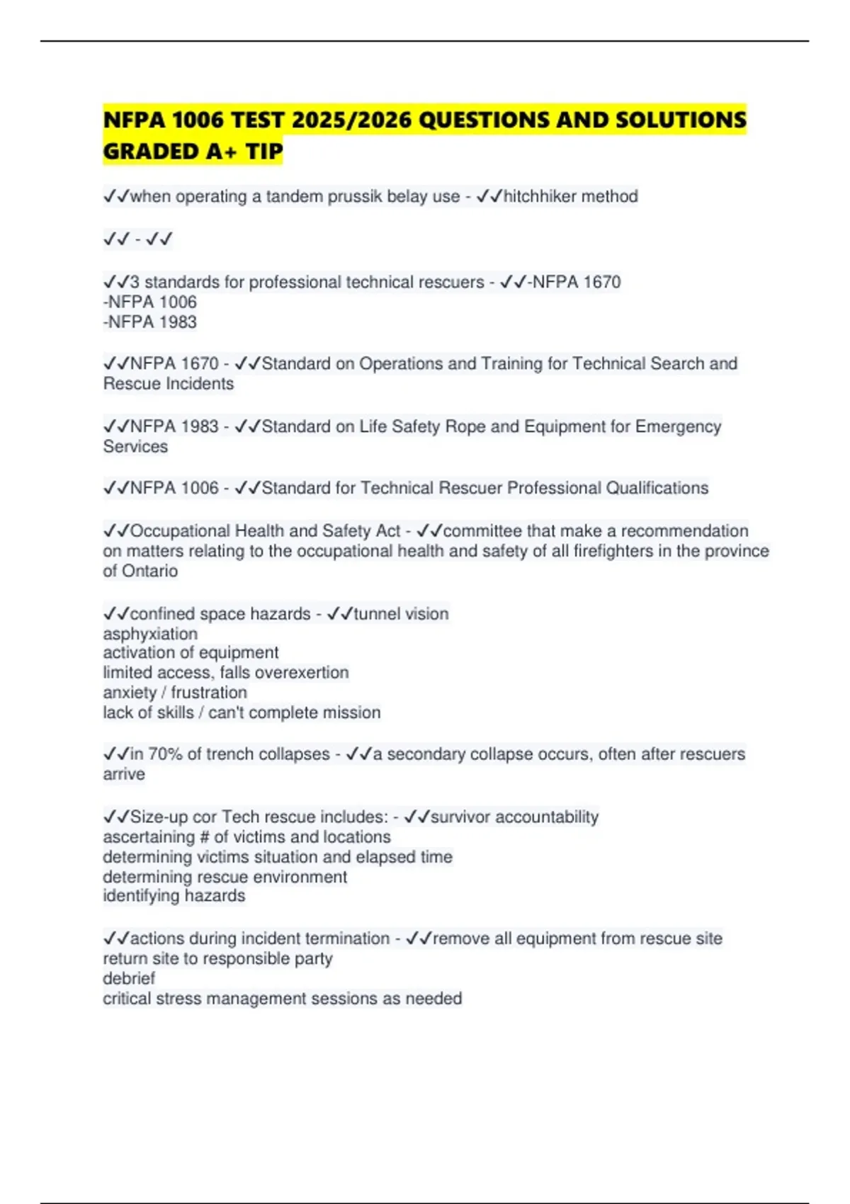 NFPA 1006 TEST 2025/2026 QUESTIONS AND SOLUTIONS GRADED A+ TIP - Nfpa ...