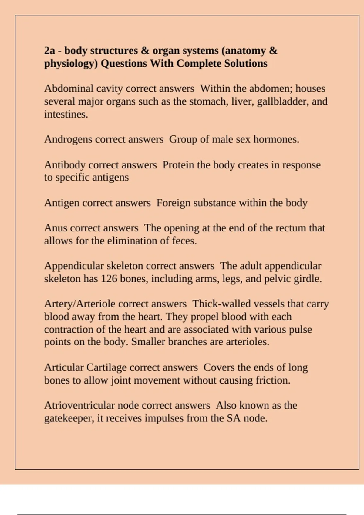 2a - body structures & organ systems (anatomy & physiology) Questions ...