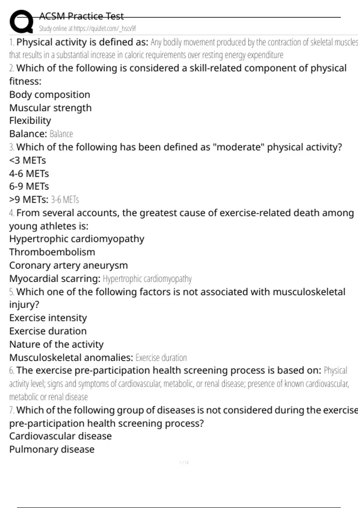 ACSM Practice Test Exam Questions and Answers 100% Pass |Verified ...