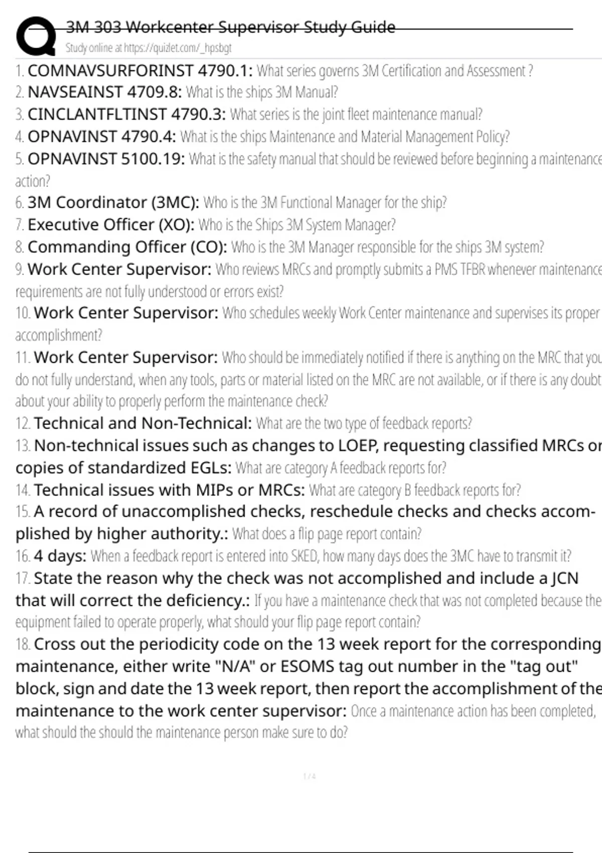 3M 303 Workcenter Supervisor Study Guide Exam Questions and Answers 100 ...
