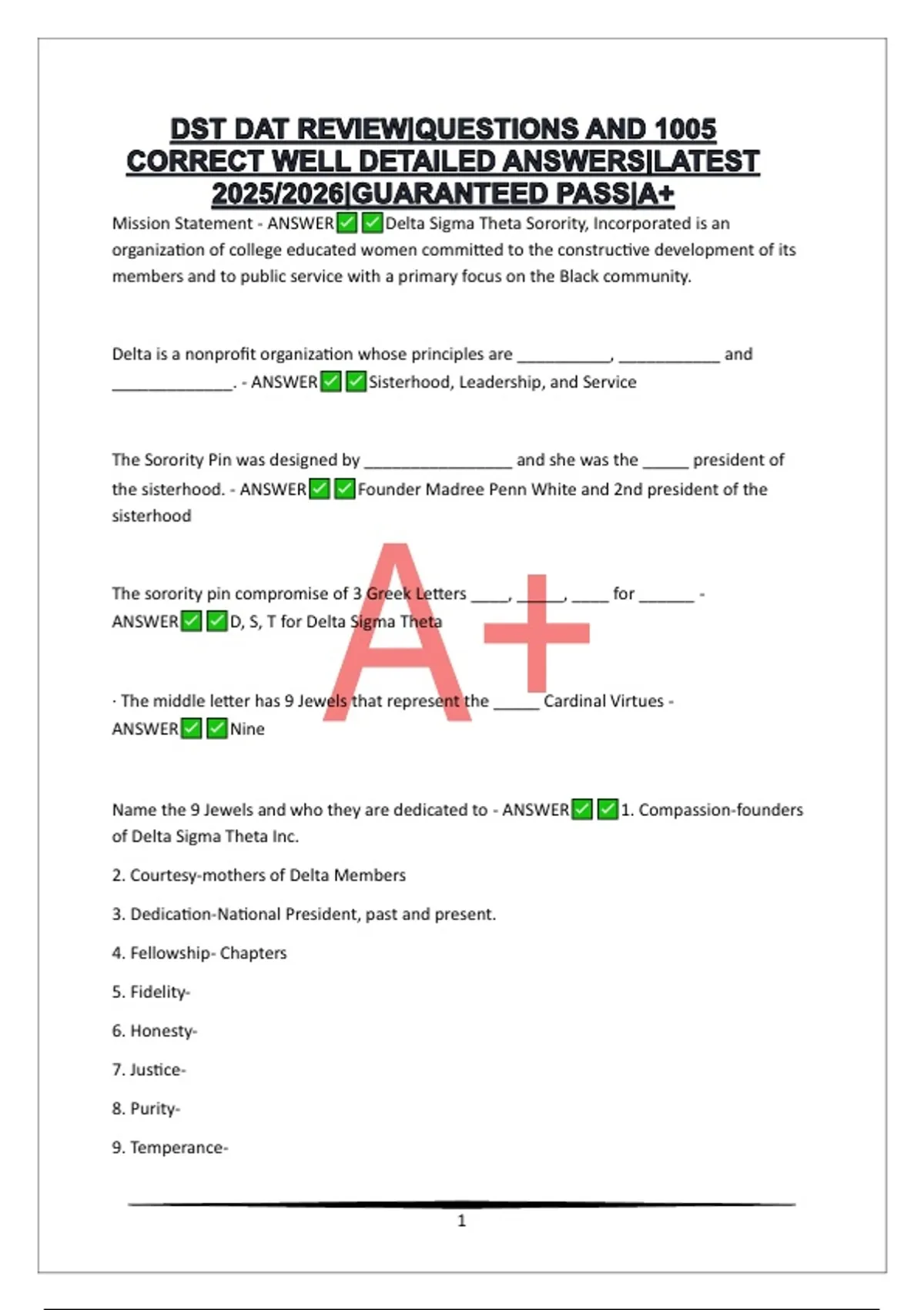 DST DAT REVIEW|QUESTIONS AND 1005 CORRECT WELL DETAILED ANSWERS|LATEST ...