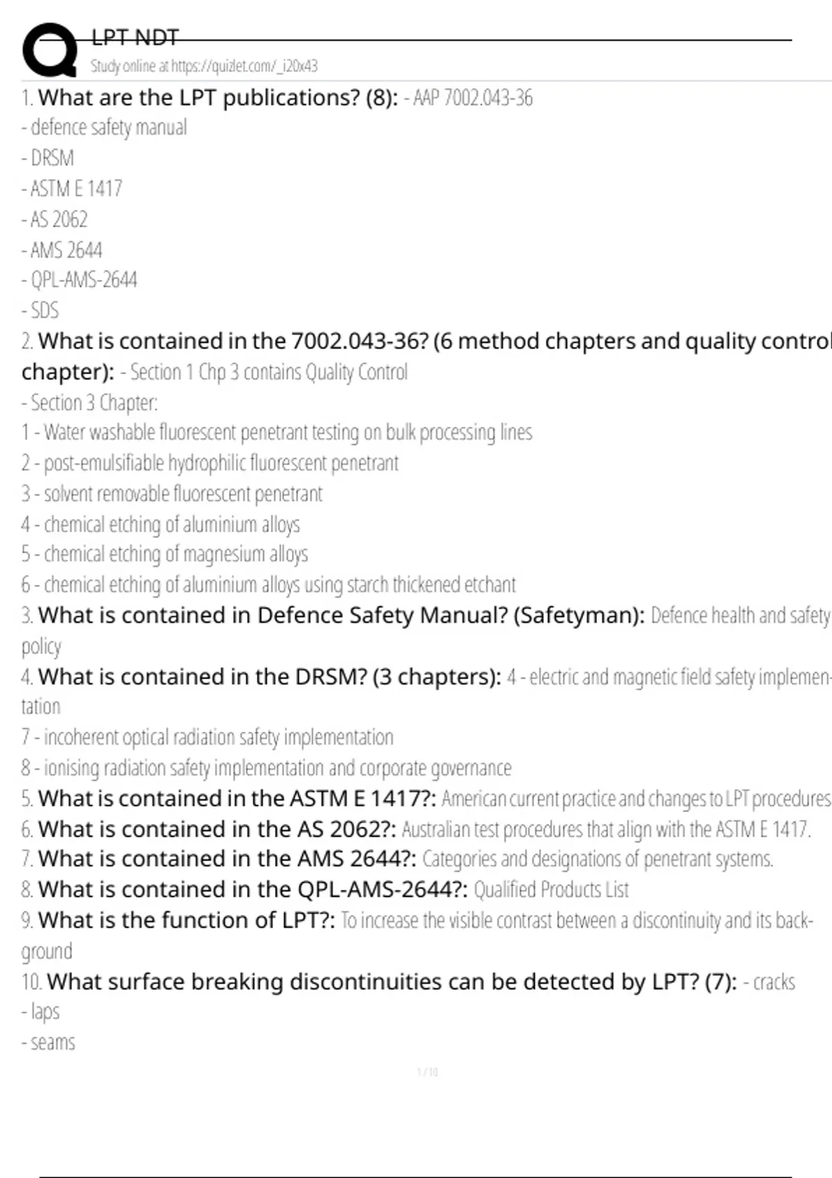 LPT NDT Exam Questions and Answers 100% Pass |Verified & Updated|ACTUAL ...